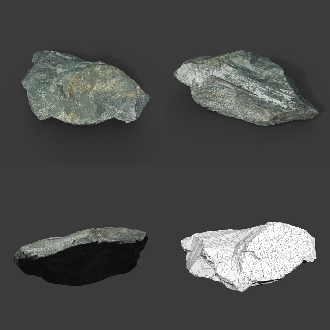 3D 8 Low Poly PBR Sharp Rock Photogrammetry - Ultra HD 16K Textures ...