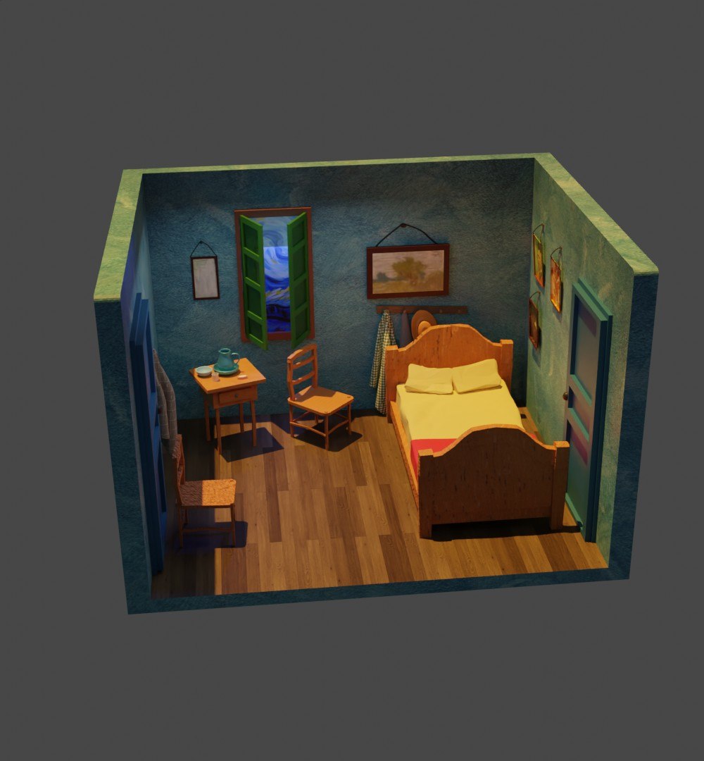 Vincent Van Gogh Art Like Room Low Poly Blender Low-poly 3D Model 3D ...