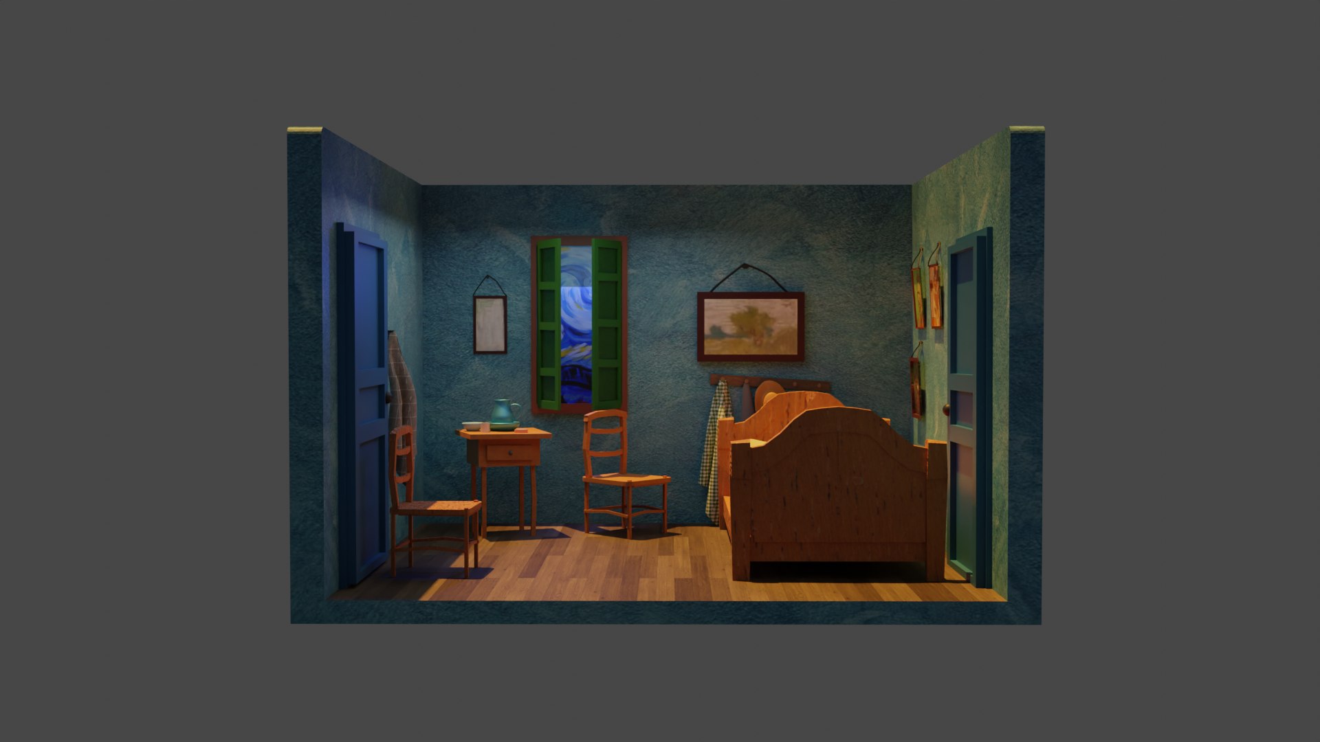 Vincent Van Gogh Art Like Room Low Poly Blender Low-poly 3D Model 3D ...