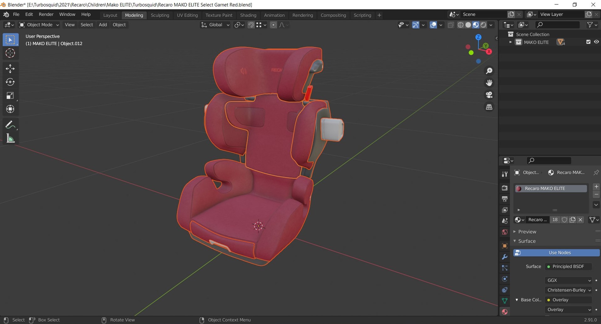 Recaro Mako Elite Children Car Seat Select Garnet Red 3D Model ...