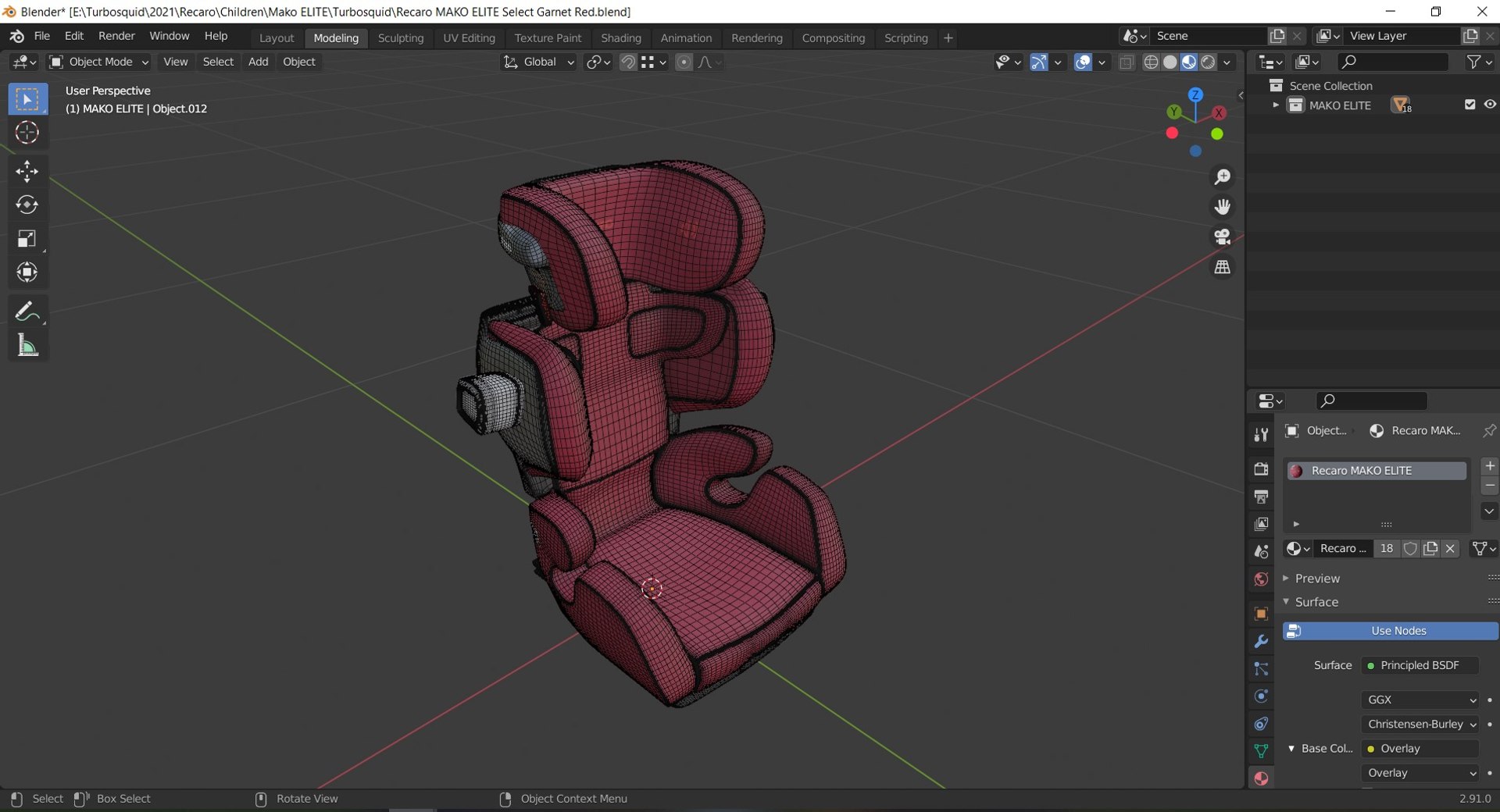 Recaro Mako Elite Children Car Seat Select Garnet Red 3D Model ...
