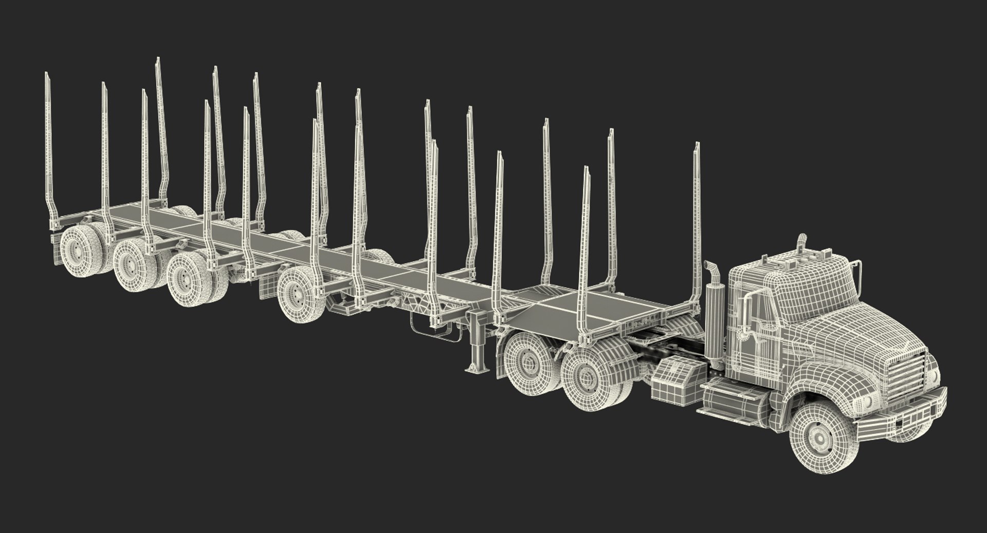 Truck logging trailer 3D model - TurboSquid 1418901