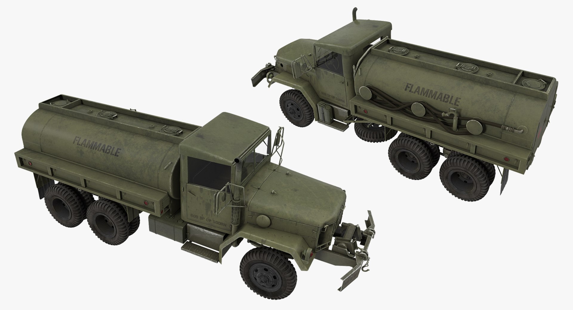 Army Fuel Tank Truck 3d Model