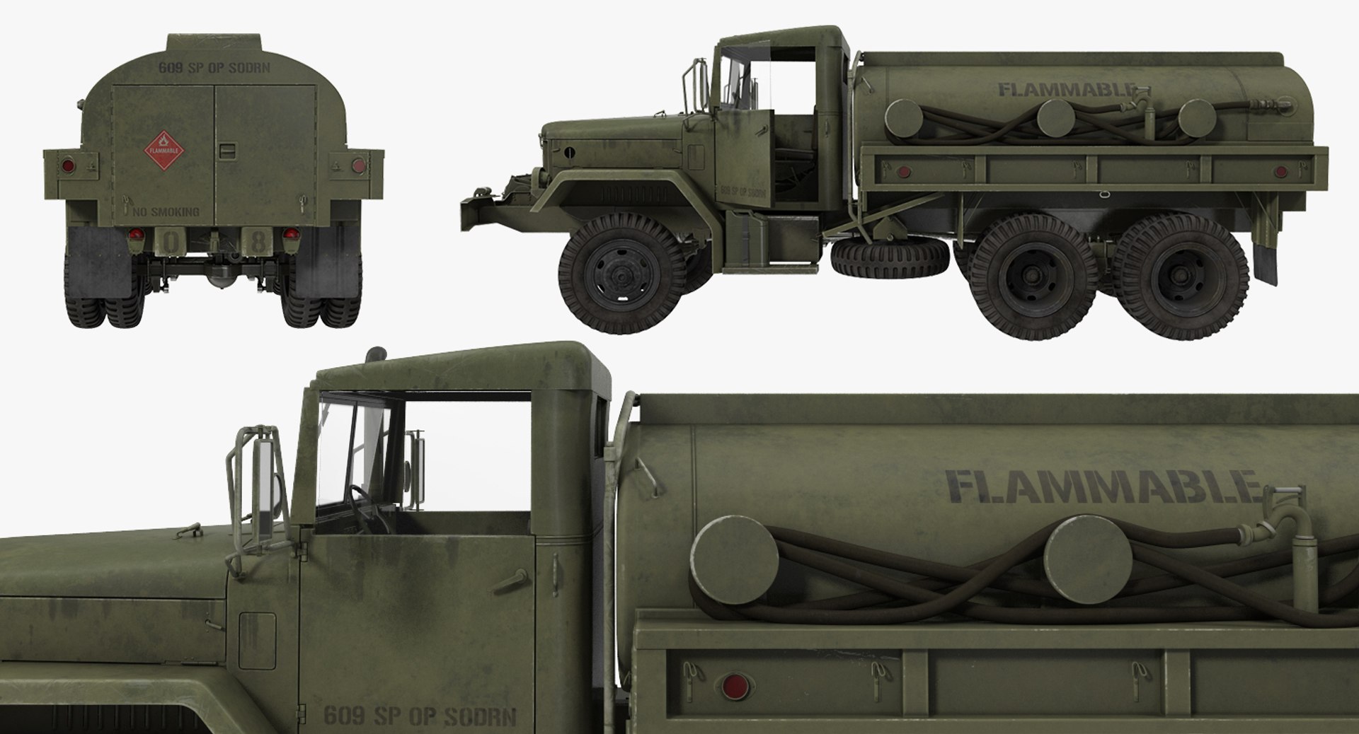 Army Fuel Tank Truck 3d Model