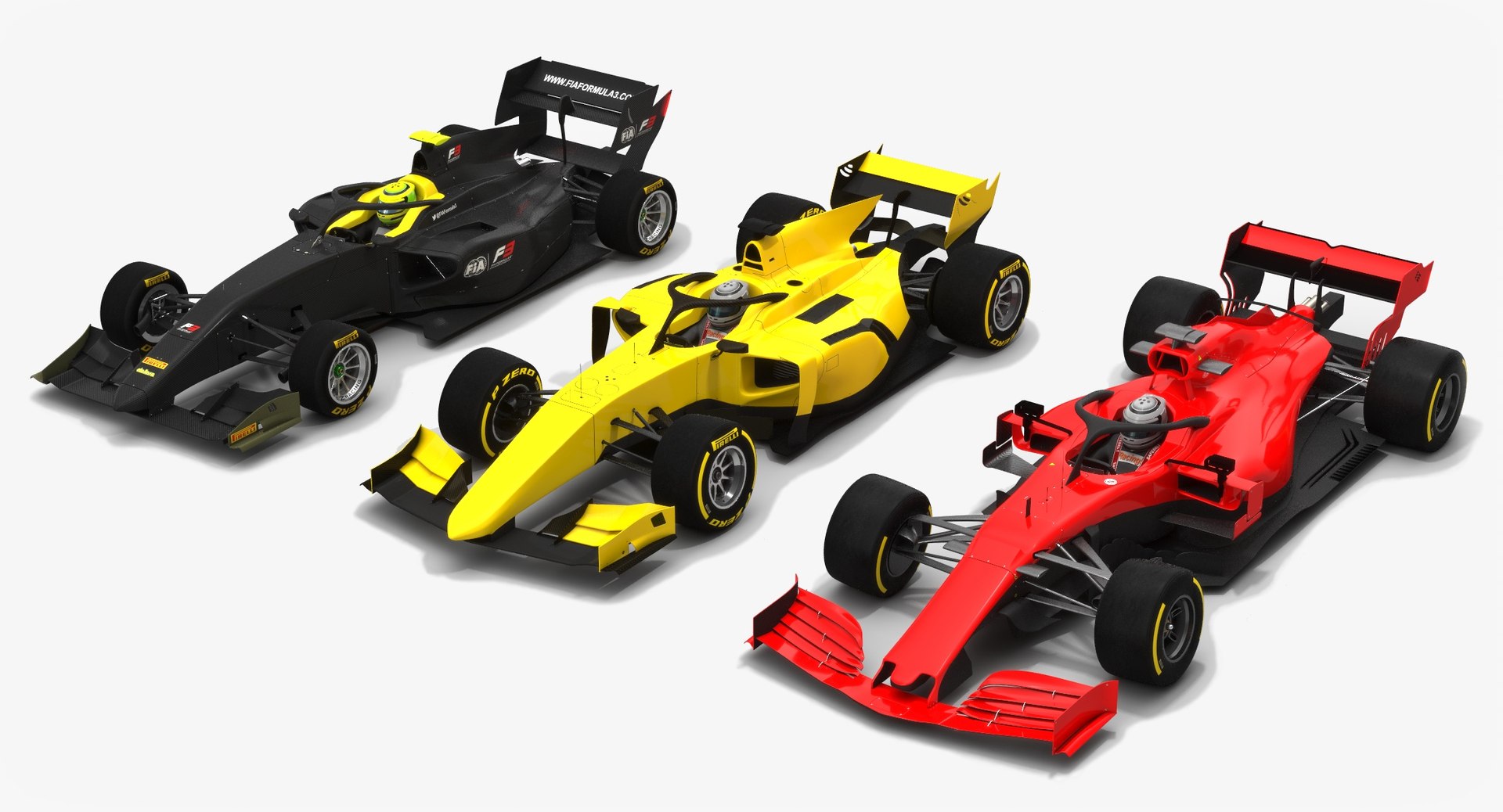 3D 3 Formula Race Cars Model - TurboSquid 1404696