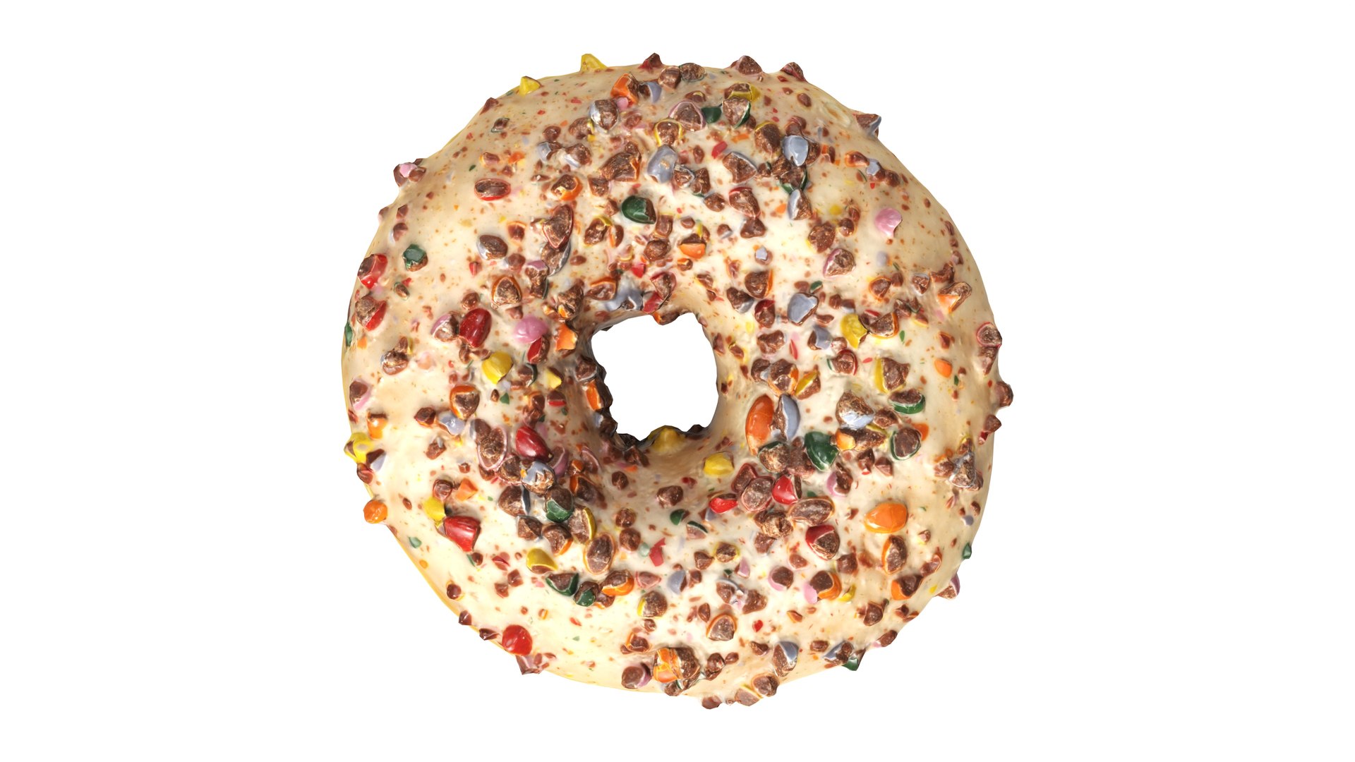 Donut With Cracked Chocolate Candy Chips 3D Model - TurboSquid 2357292