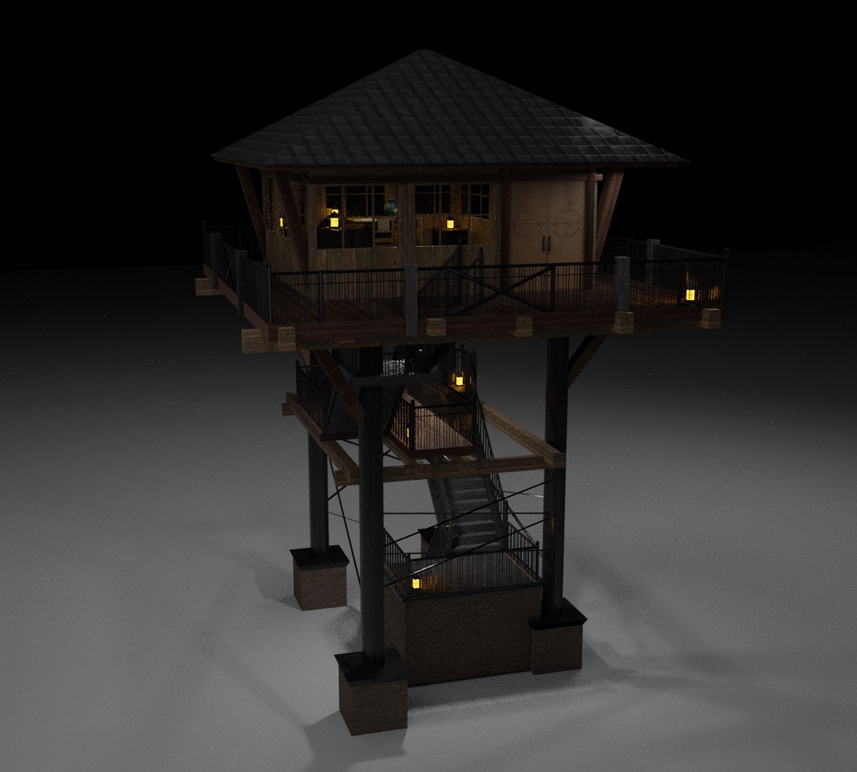 Fire Lookout Tower Architecture Build 3D Model 3D Model - TurboSquid ...