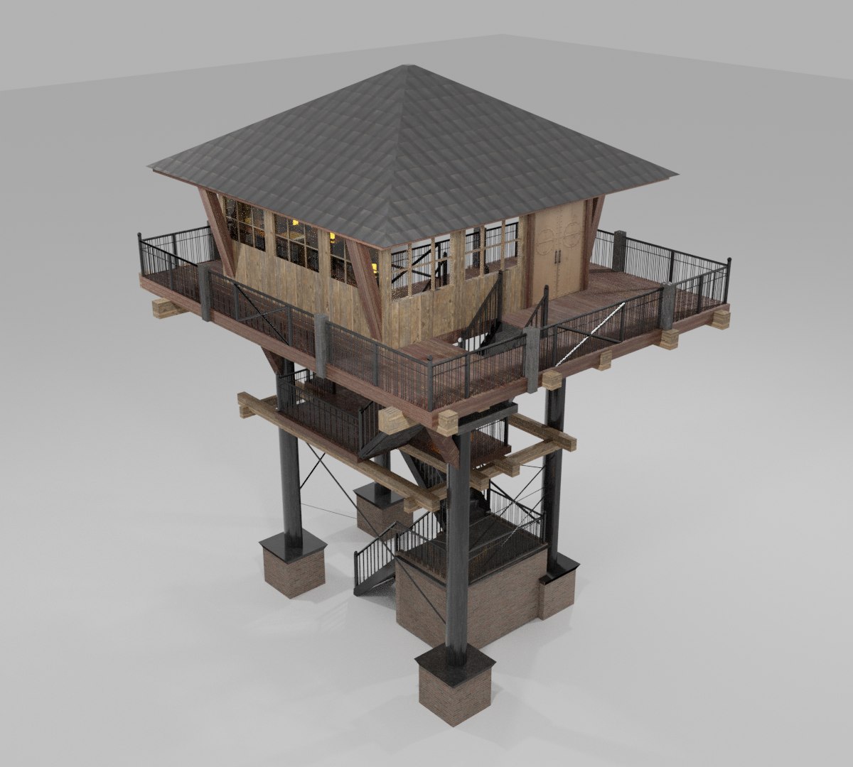 Fire Lookout Tower Architecture Build 3D Model 3D Model - TurboSquid ...