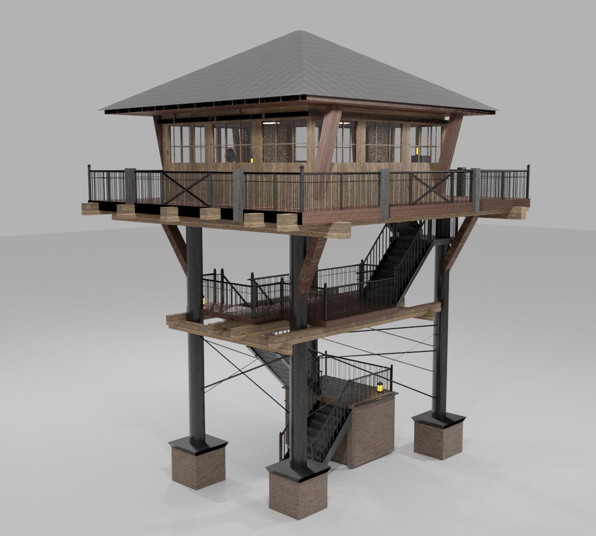 Fire Lookout Tower Architecture Build 3D Model 3D Model - TurboSquid ...