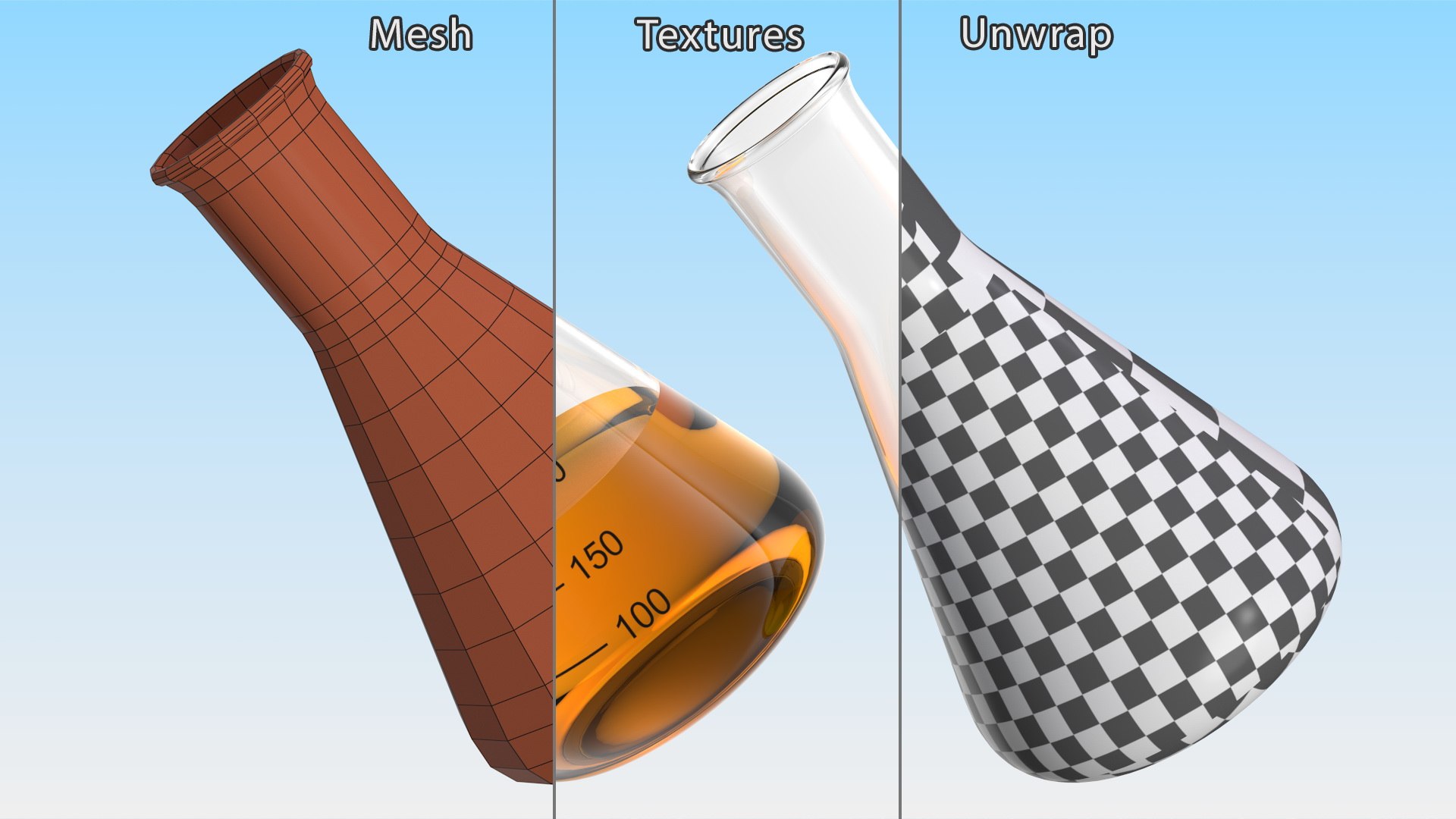 Gold Solution In 250 Ml Narrow Mouth Erlenmeyer Flask 3D Model ...