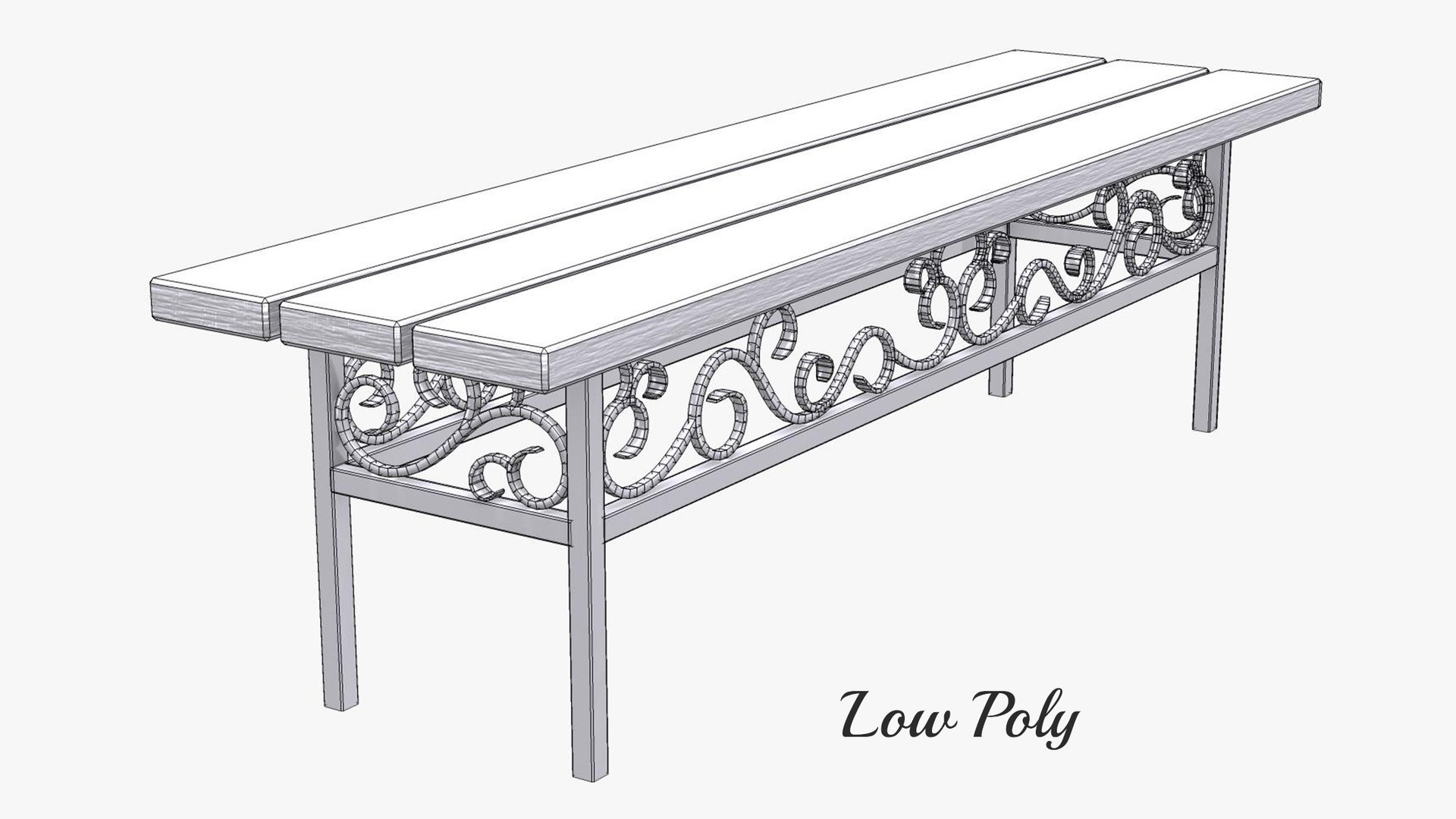 3D Forged Street Bench model - TurboSquid 1735228