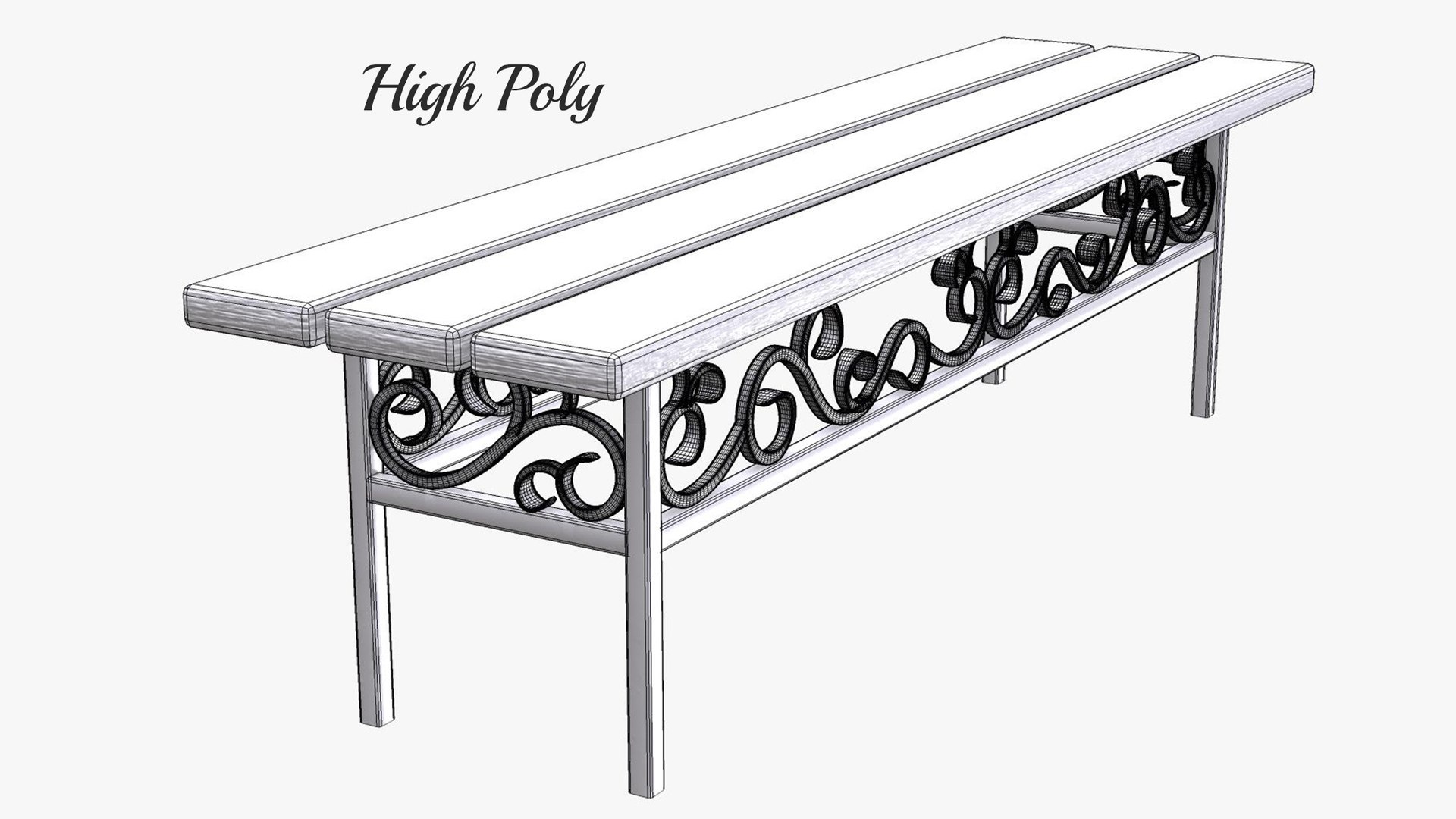 3D Forged Street Bench model - TurboSquid 1735228