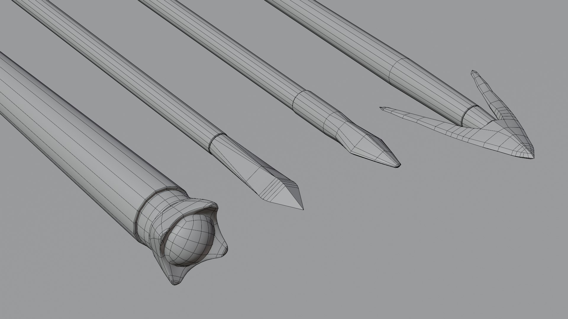 Four Medieval Arrows For A Crossbow Model - TurboSquid 2112678