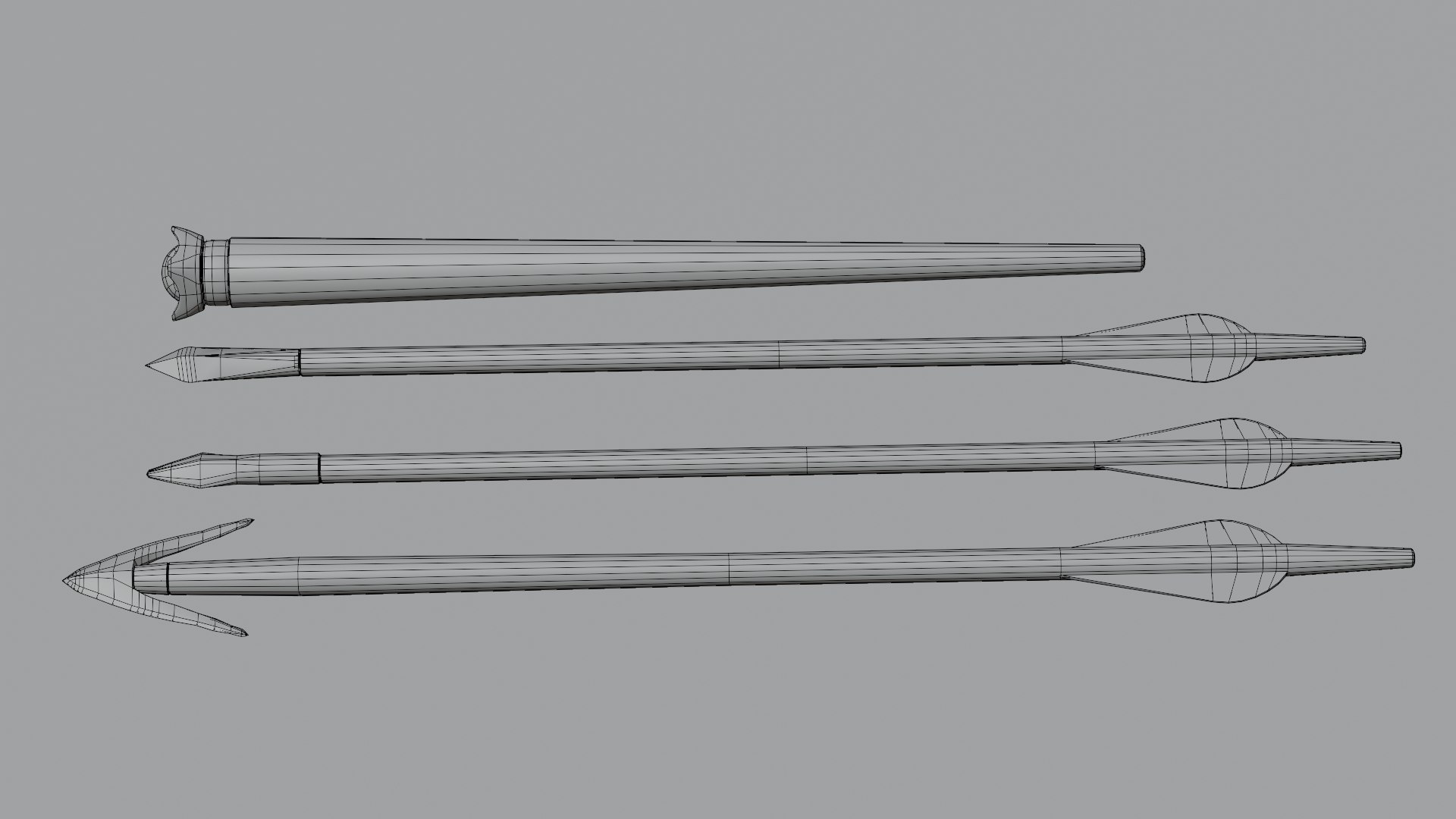 Four Medieval Arrows For A Crossbow Model - TurboSquid 2112678