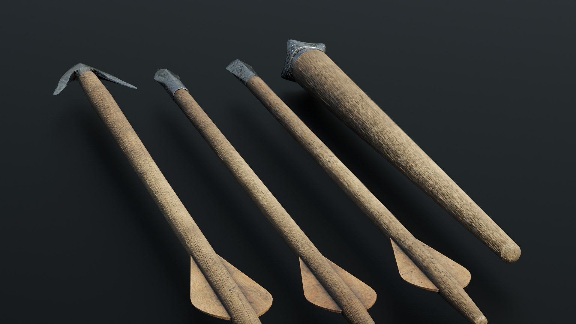 Four Medieval Arrows For A Crossbow Model - TurboSquid 2112678