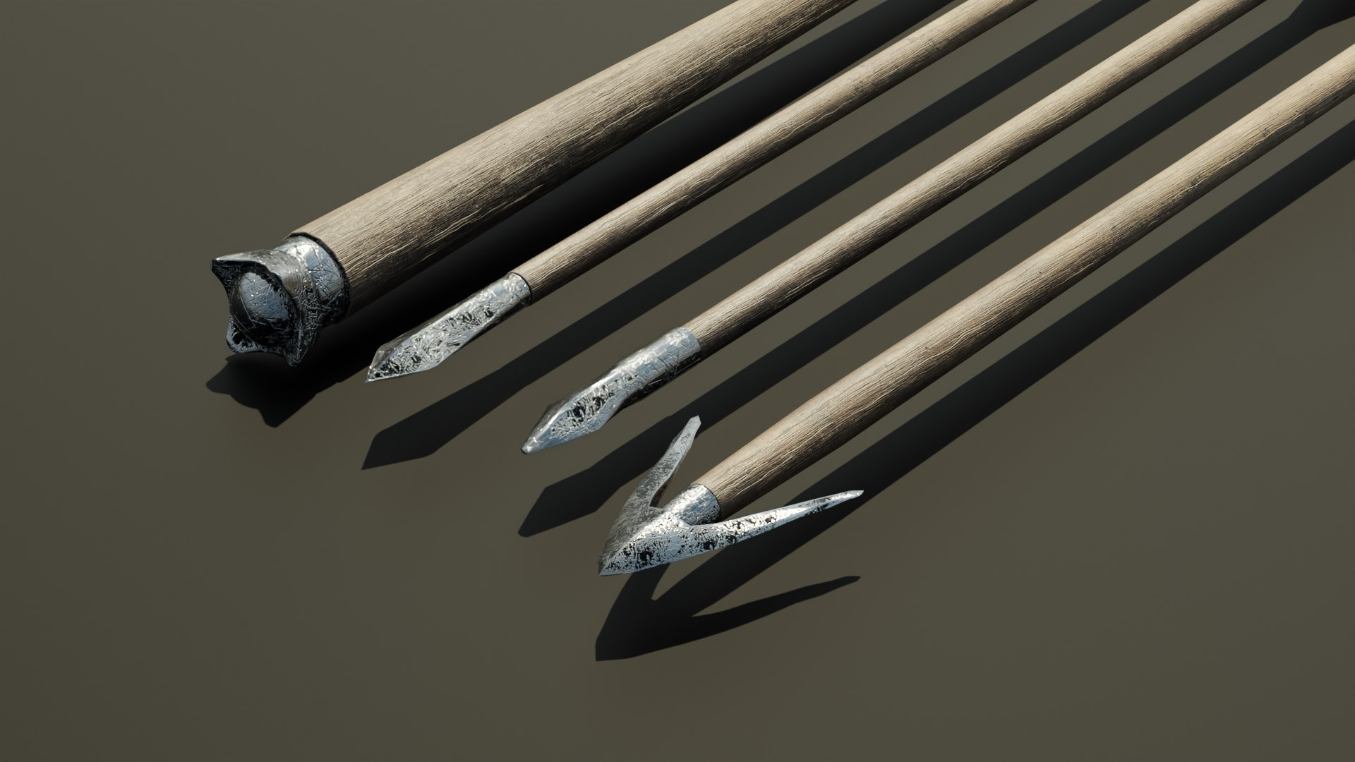 Four Medieval Arrows For A Crossbow Model - TurboSquid 2112678