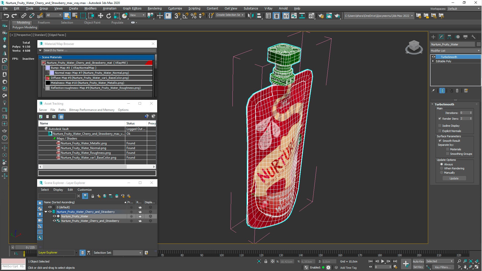 3D Nurture Fruity Water Cherry And Strawberry - TurboSquid 2274276