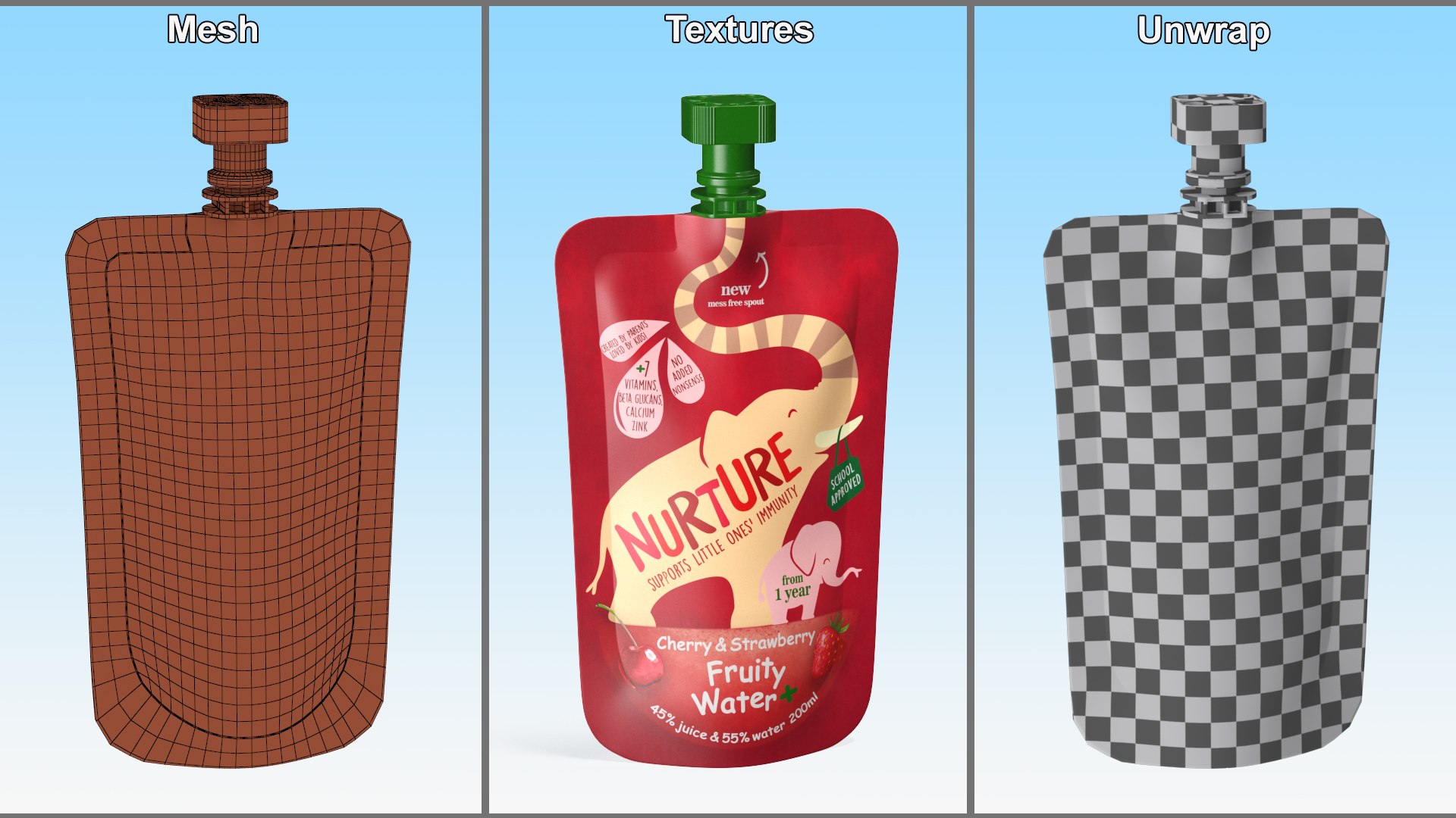 3D Nurture Fruity Water Cherry And Strawberry - TurboSquid 2274276