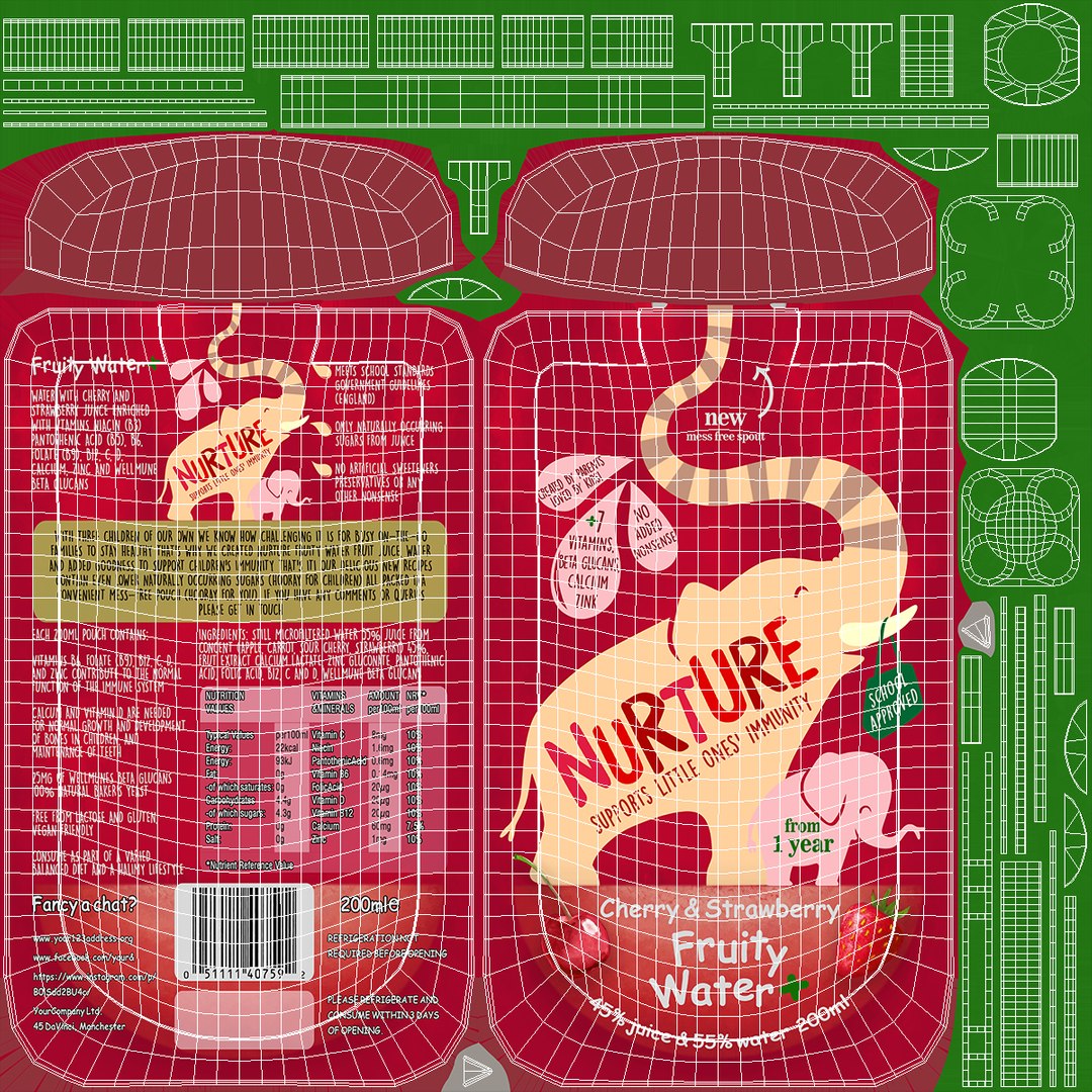 3D Nurture Fruity Water Cherry And Strawberry - TurboSquid 2274276