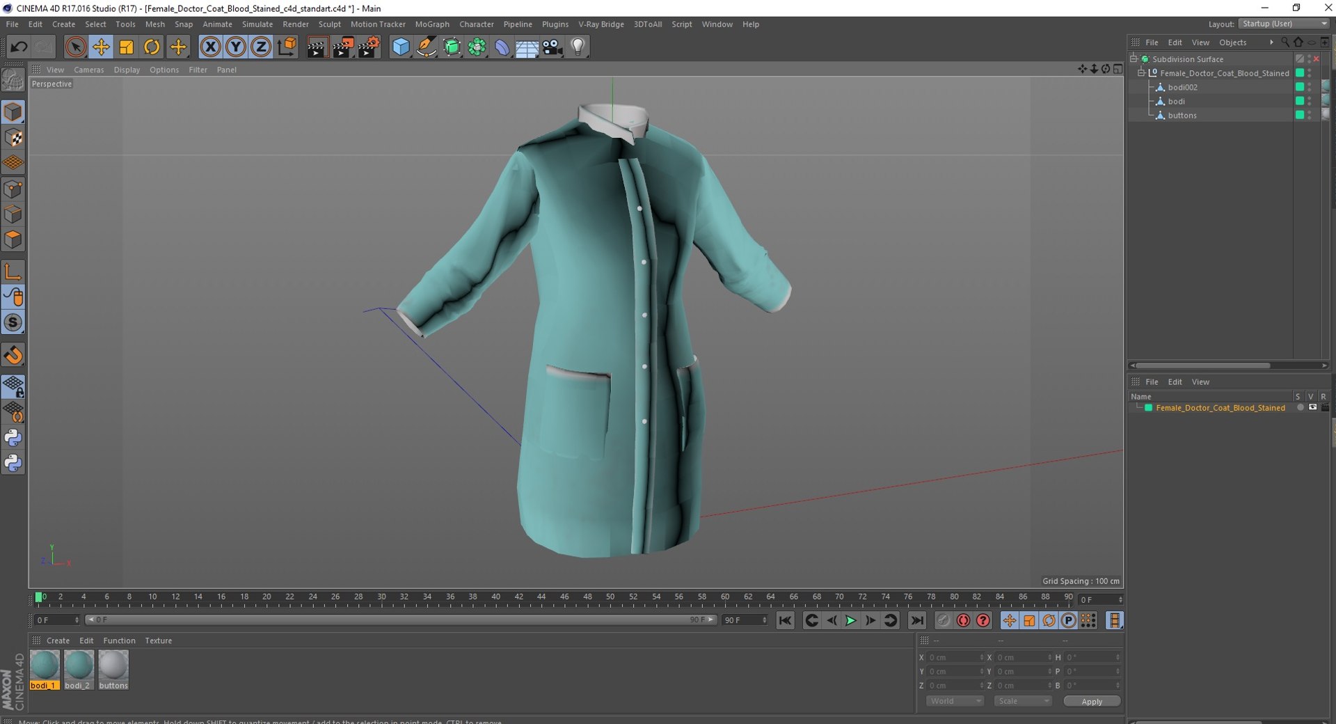 Female Doctor Coat Blood Stained 3D - TurboSquid 2148451