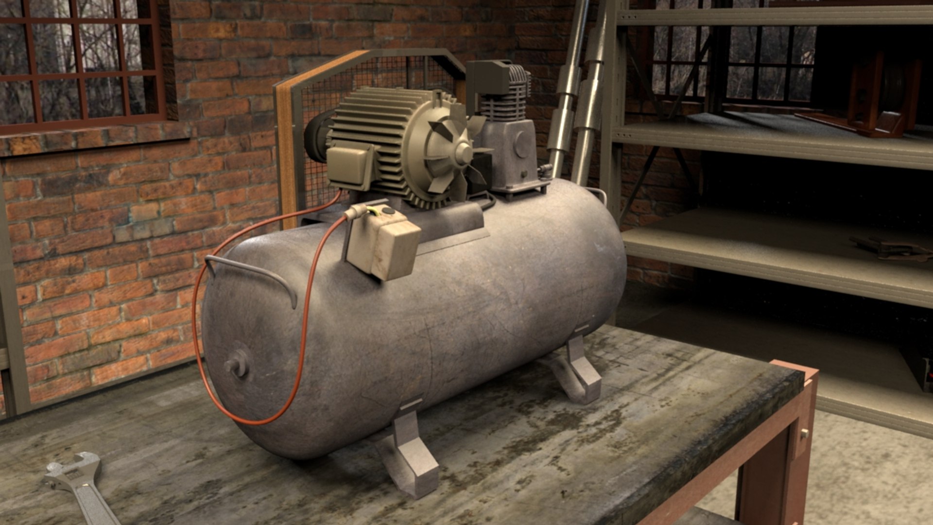 3d Model Workshop Shelves Compressor