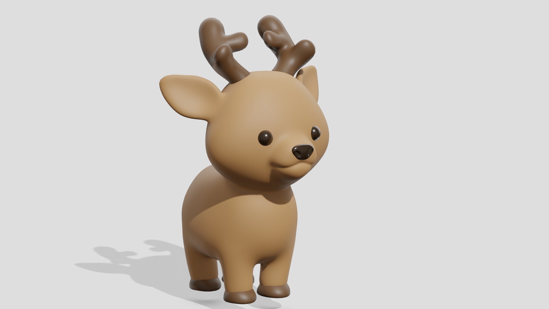 Cute Cartoon Brown Deer Model - TurboSquid 2113000
