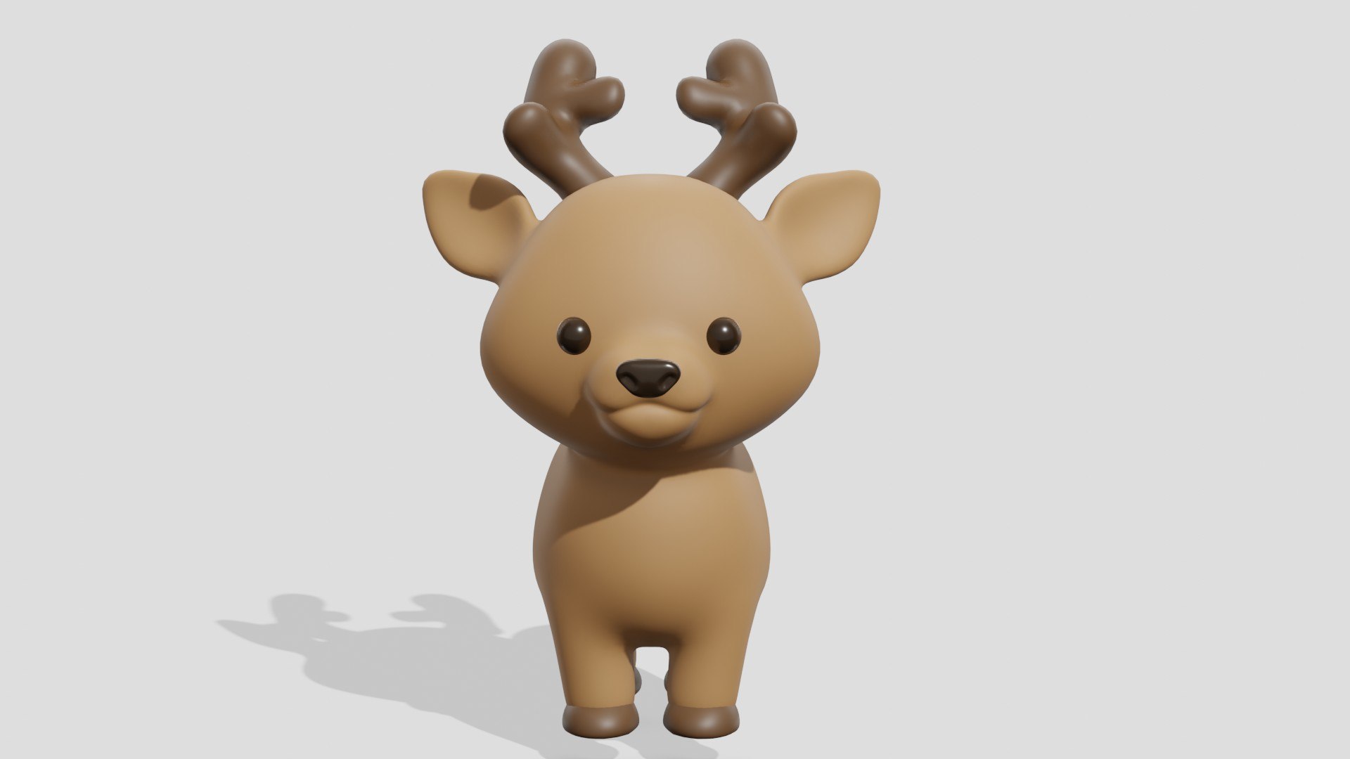 Cute Cartoon Brown Deer Model - TurboSquid 2113000
