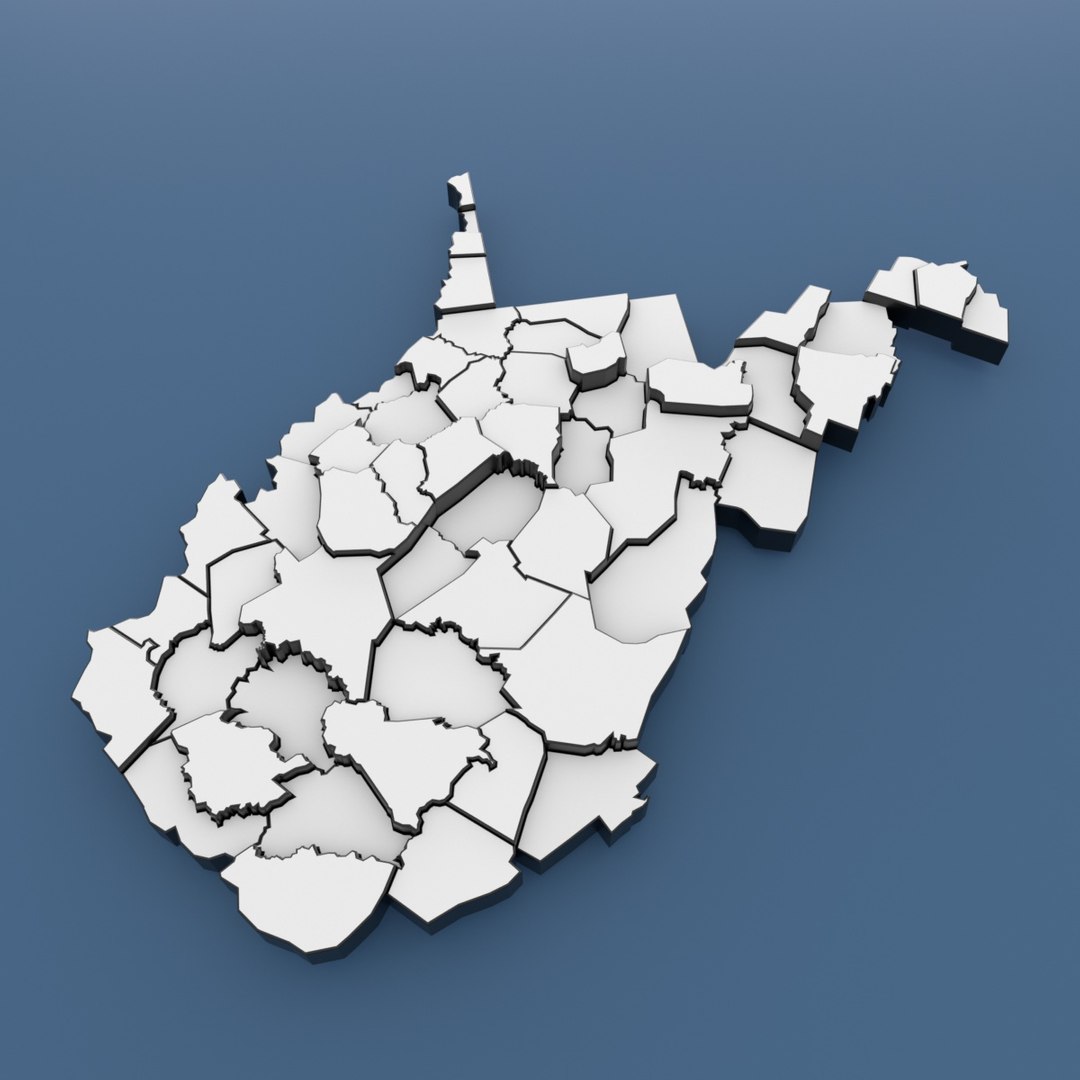 3D West Virginia Counties - Map Of United States Of America USA ...