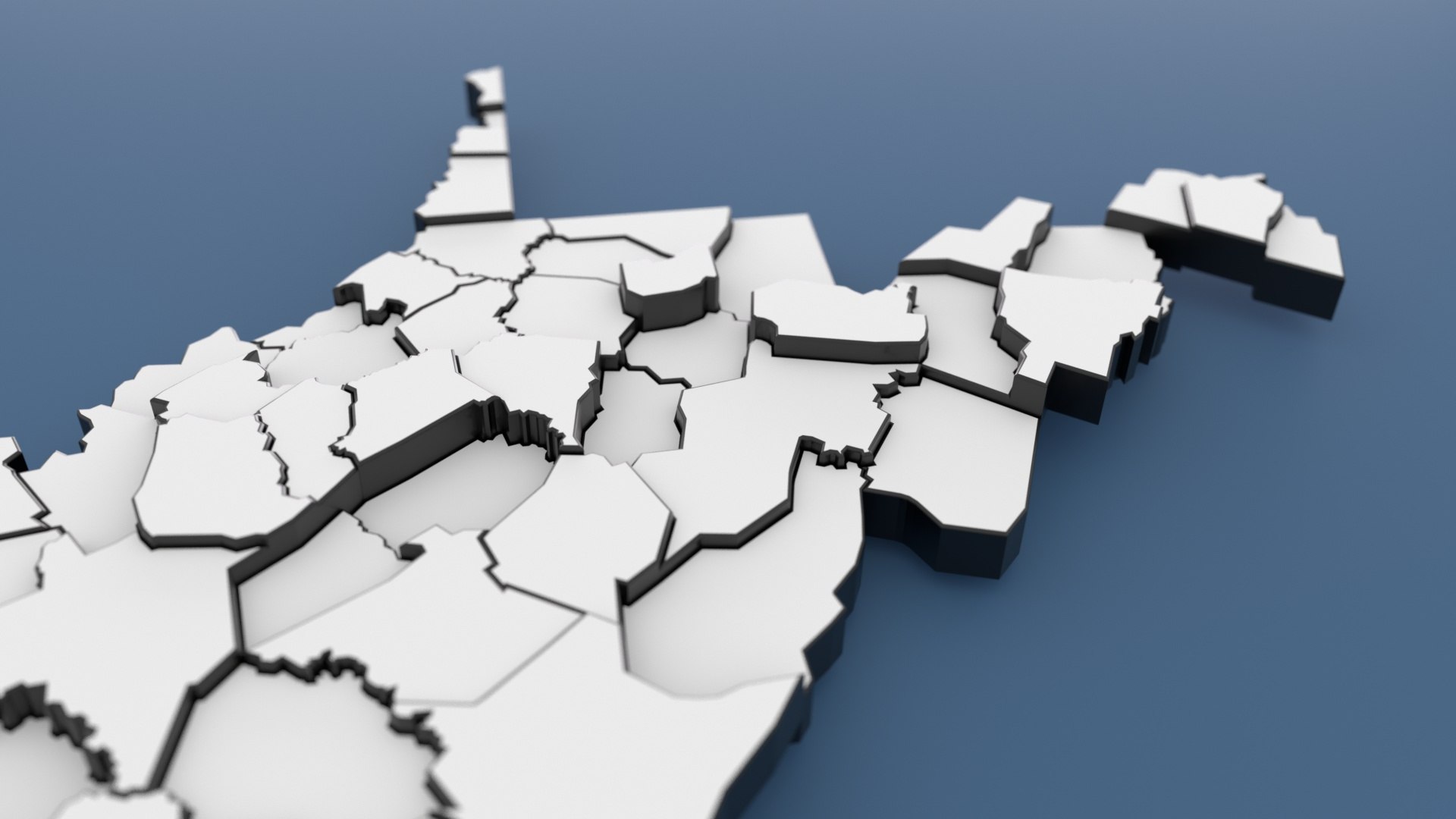 3D West Virginia Counties - Map Of United States Of America USA ...