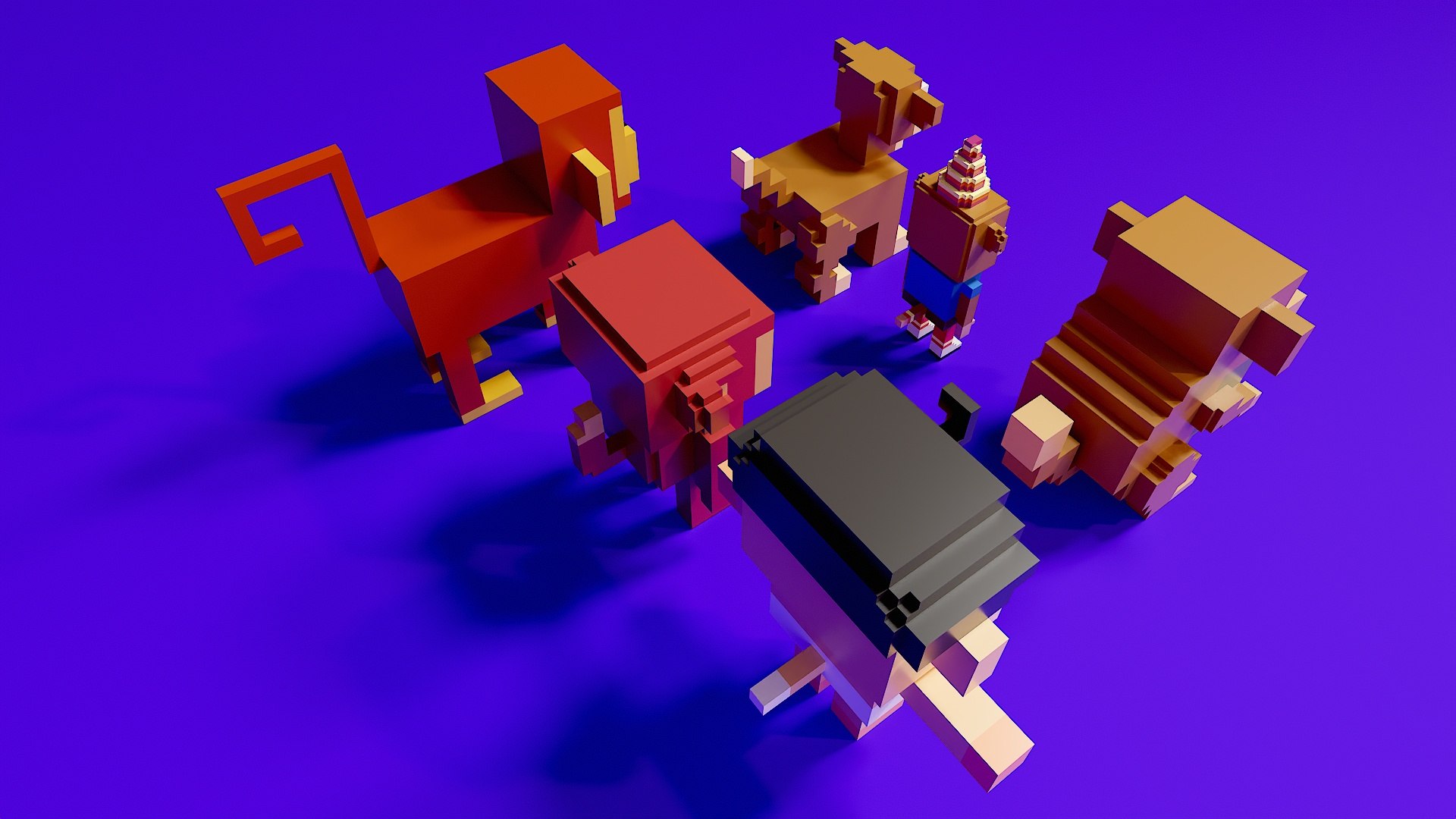 Monkey voxel art pack 3d model 3D model - TurboSquid 2182613