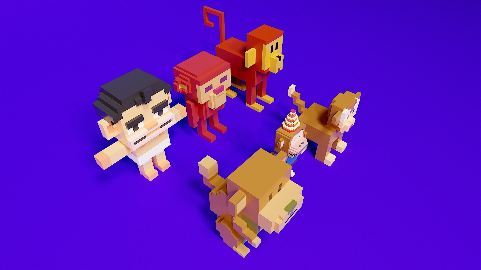 Monkey voxel art pack 3d model 3D model - TurboSquid 2182613