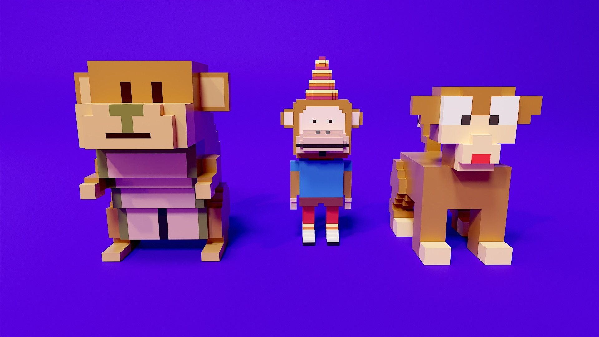Monkey voxel art pack 3d model 3D model - TurboSquid 2182613