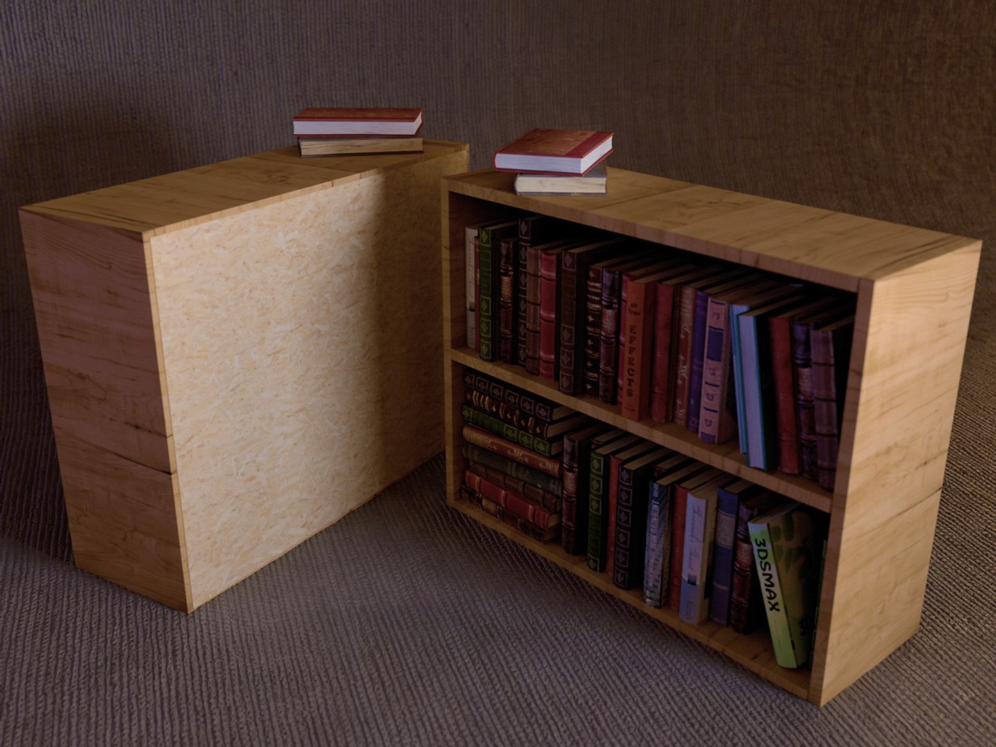3d bookshelf books model