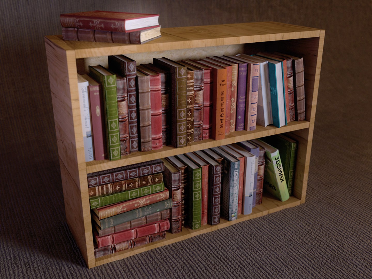 3d bookshelf books model