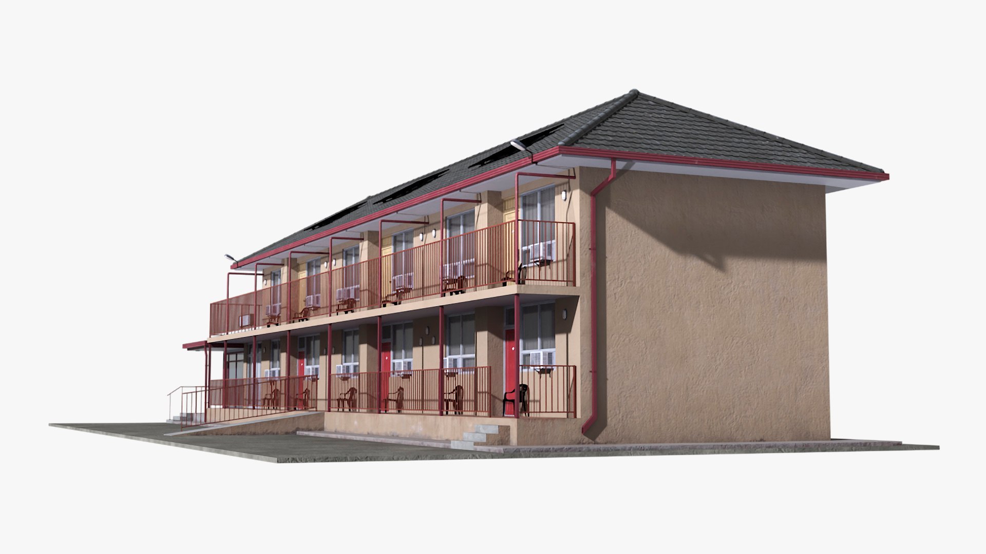 Two Story Motel With Car Parking Collection 3D - TurboSquid 2298721