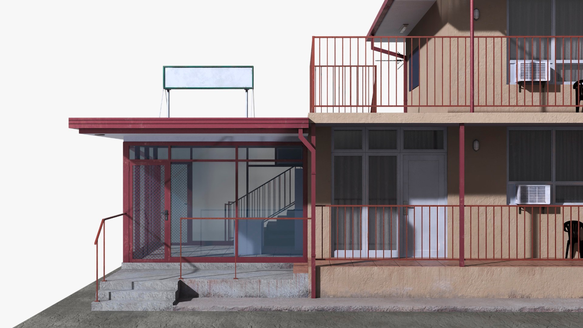 Two Story Motel With Car Parking Collection 3D - TurboSquid 2298721