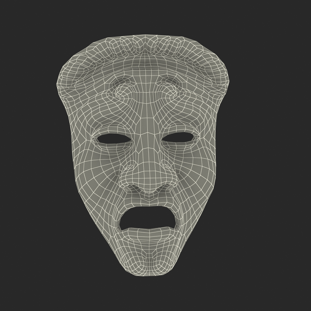 3d Model Of Theatre Tragedy Mask Red