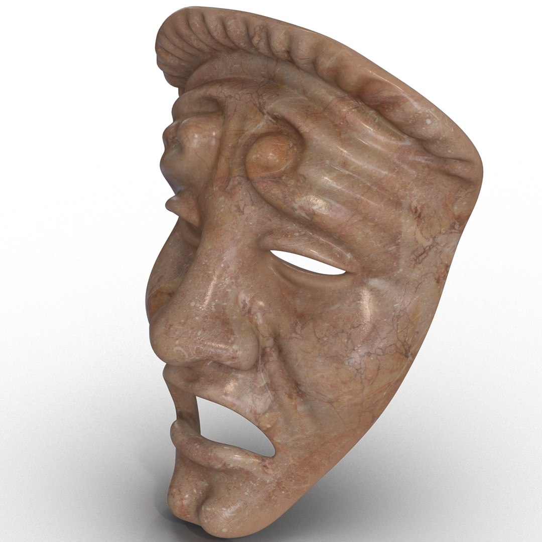 3d Model Of Theatre Tragedy Mask Red