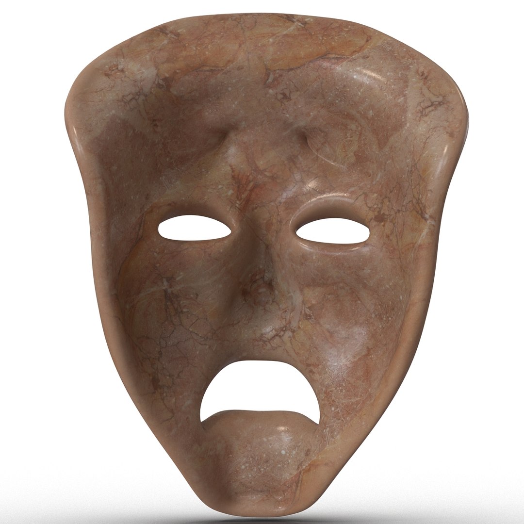 3d Model Of Theatre Tragedy Mask Red