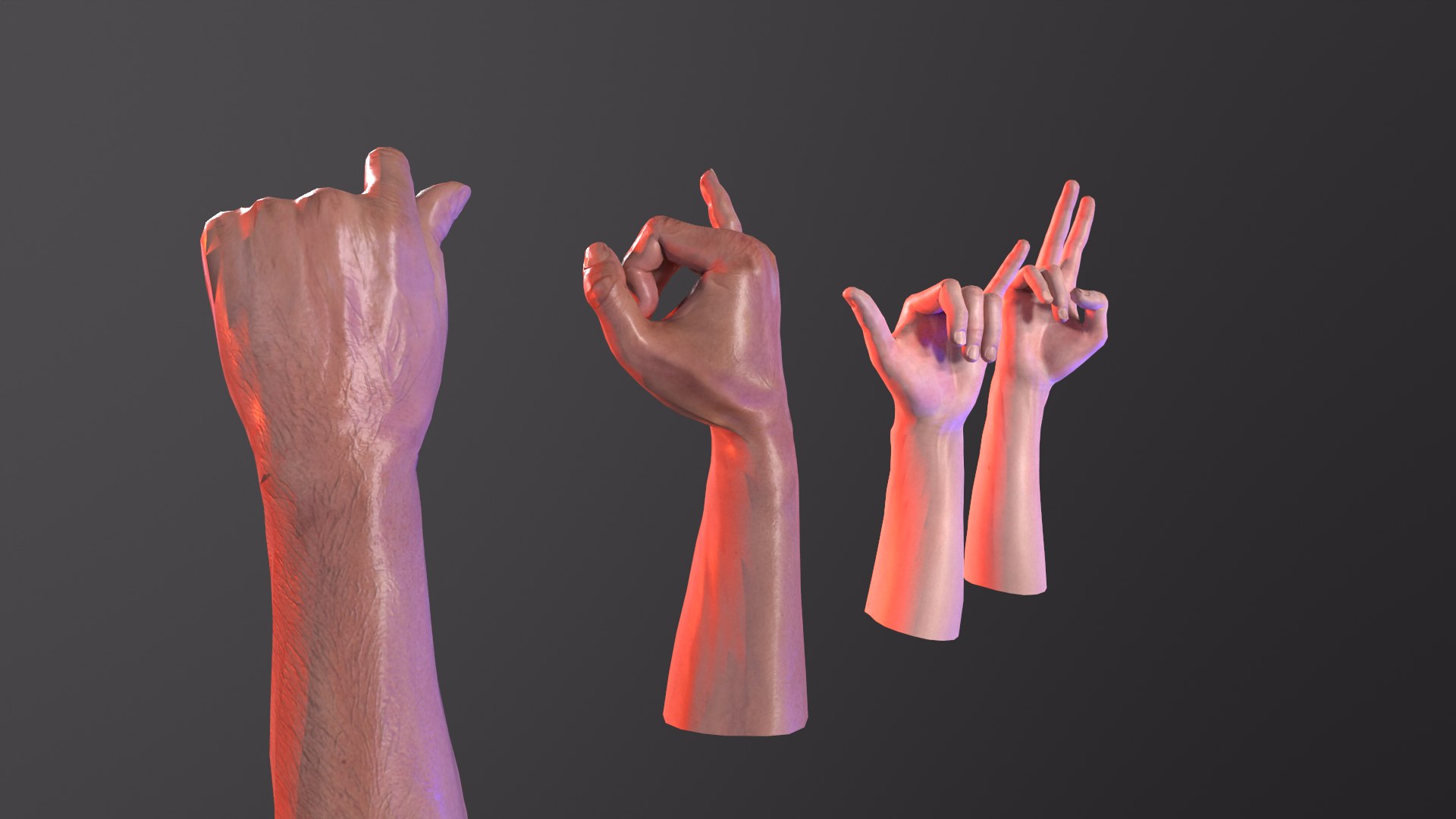 Hand ultimate pack 4 man woman game ready pbr low poly 3D model ...