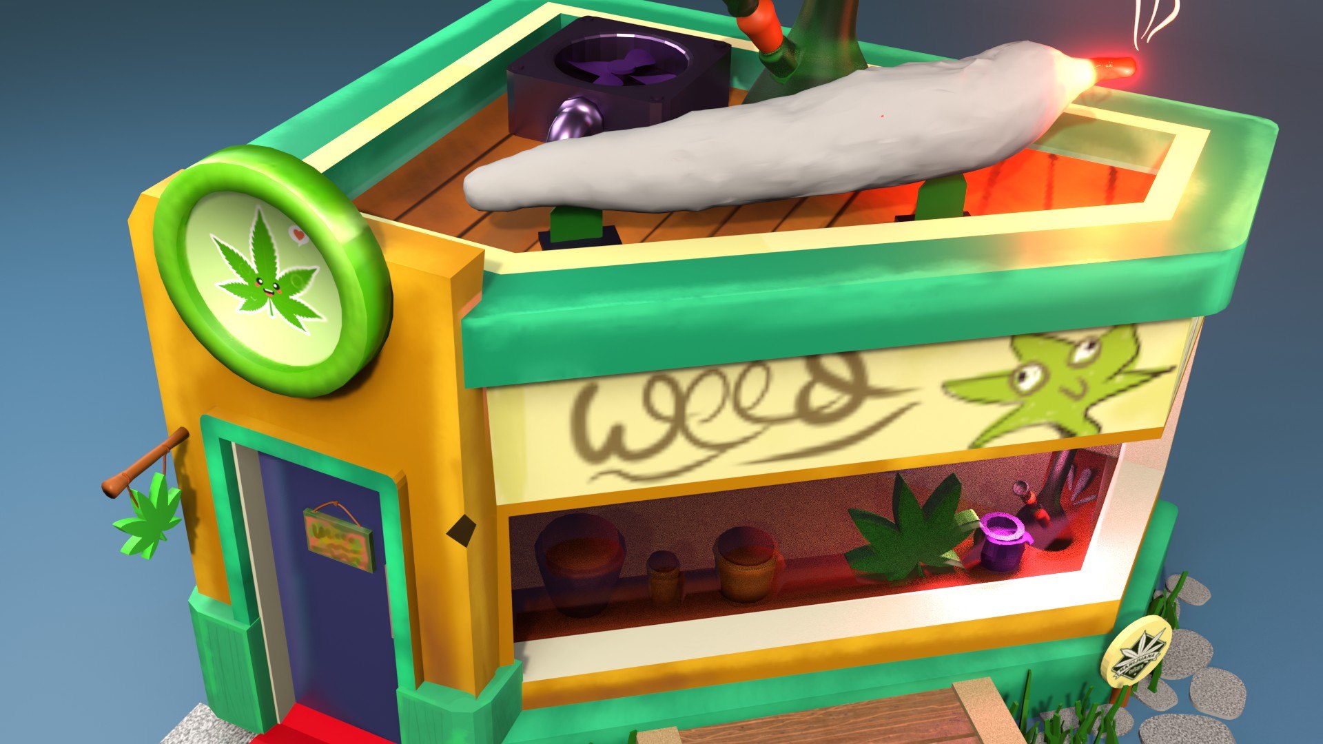 3D Model Weed Cannabis Marijuana Shop Blender Render Low-poly 3D Model ...