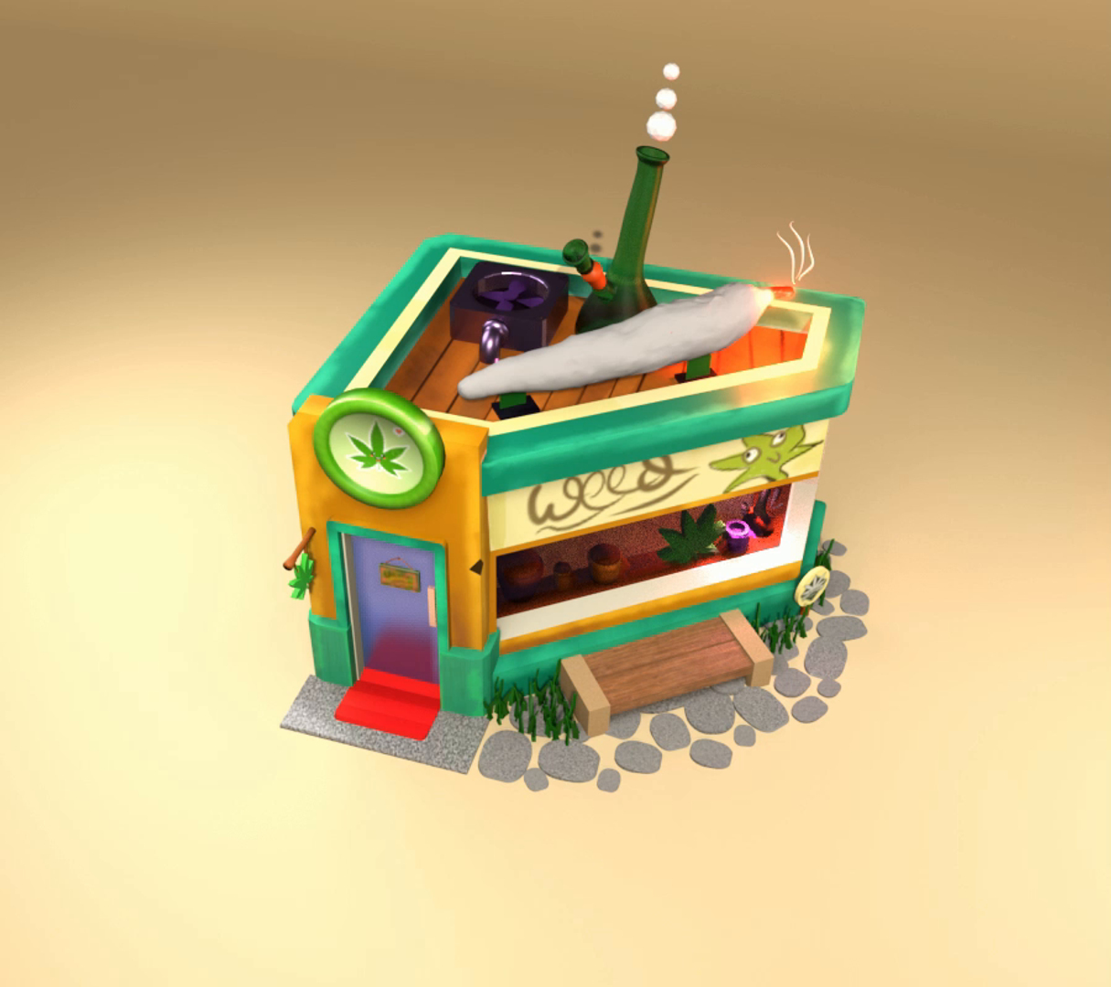 3D Model Weed Cannabis Marijuana Shop Blender Render Low-poly 3D Model ...