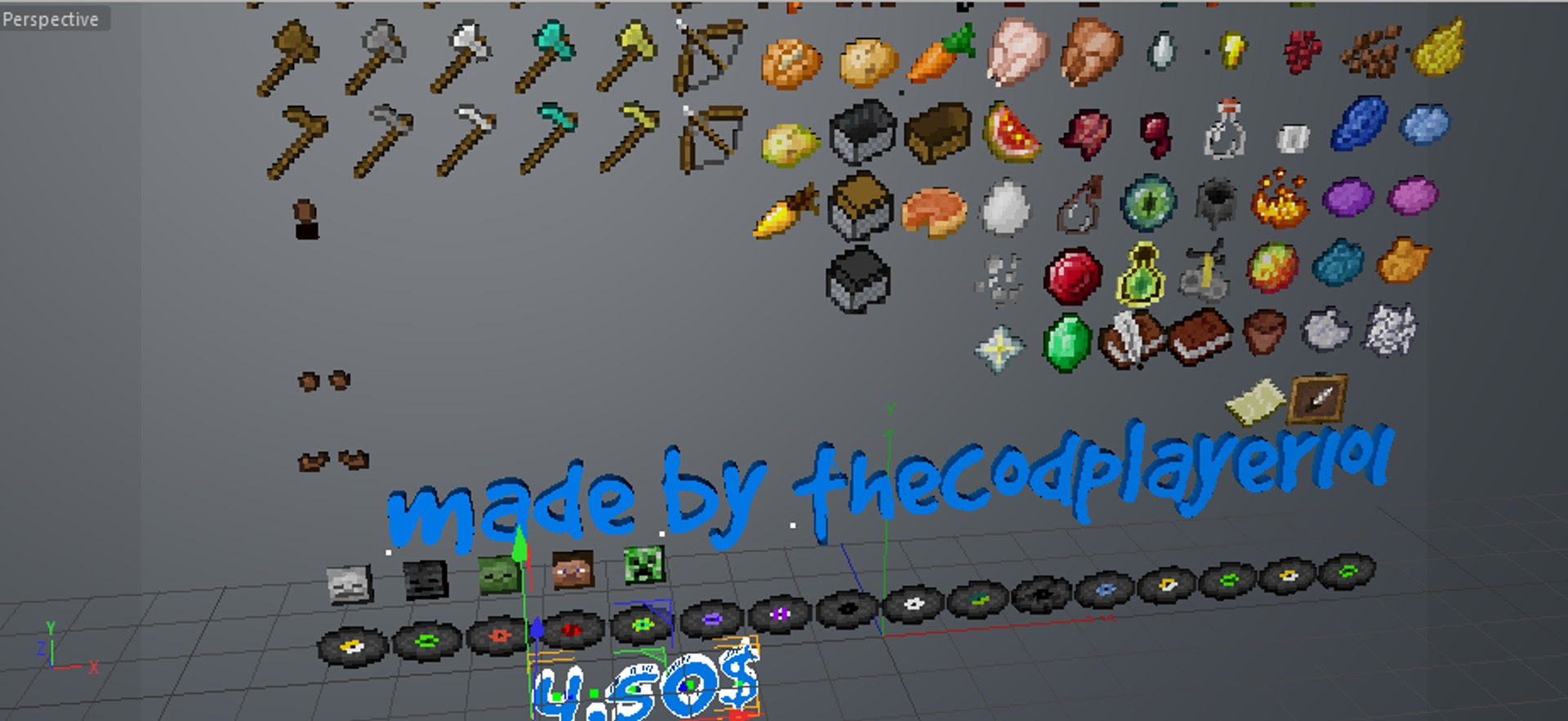 3d Minecraft Iteams Model