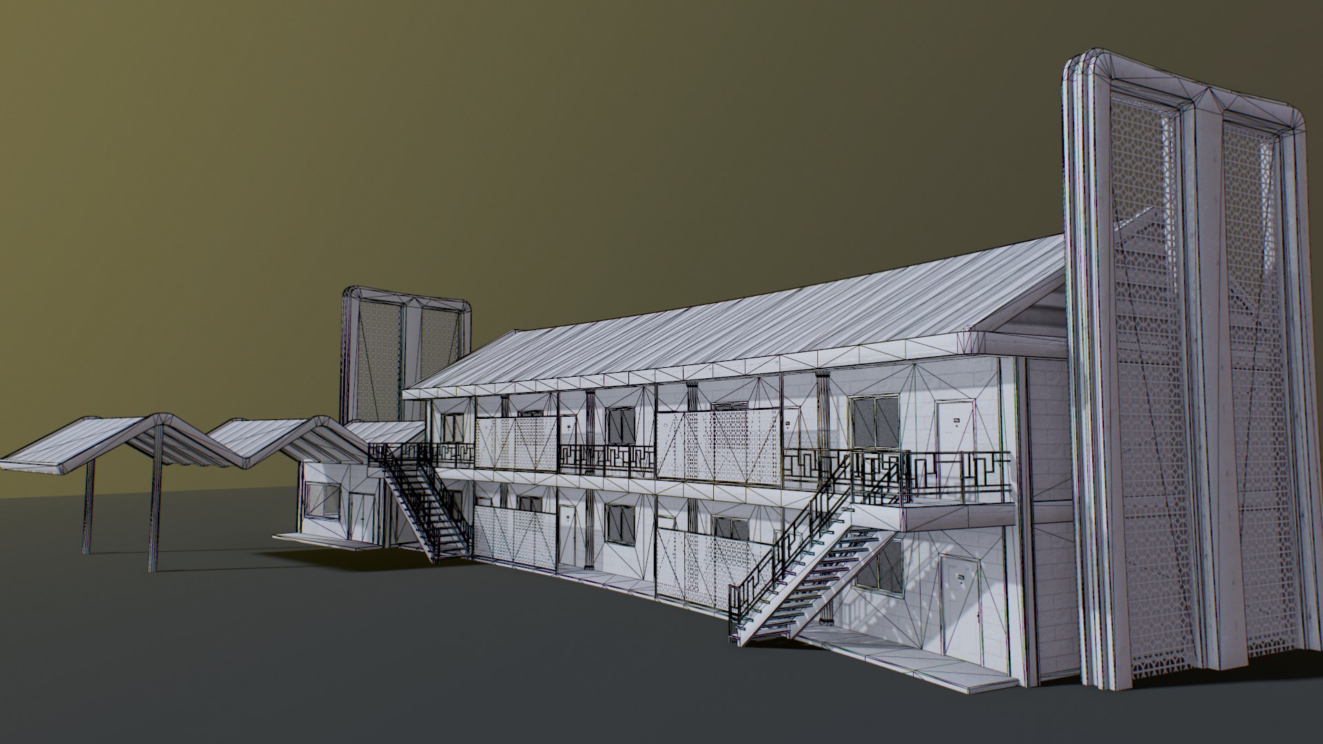 3D model motel pbr exterior - TurboSquid 1539406