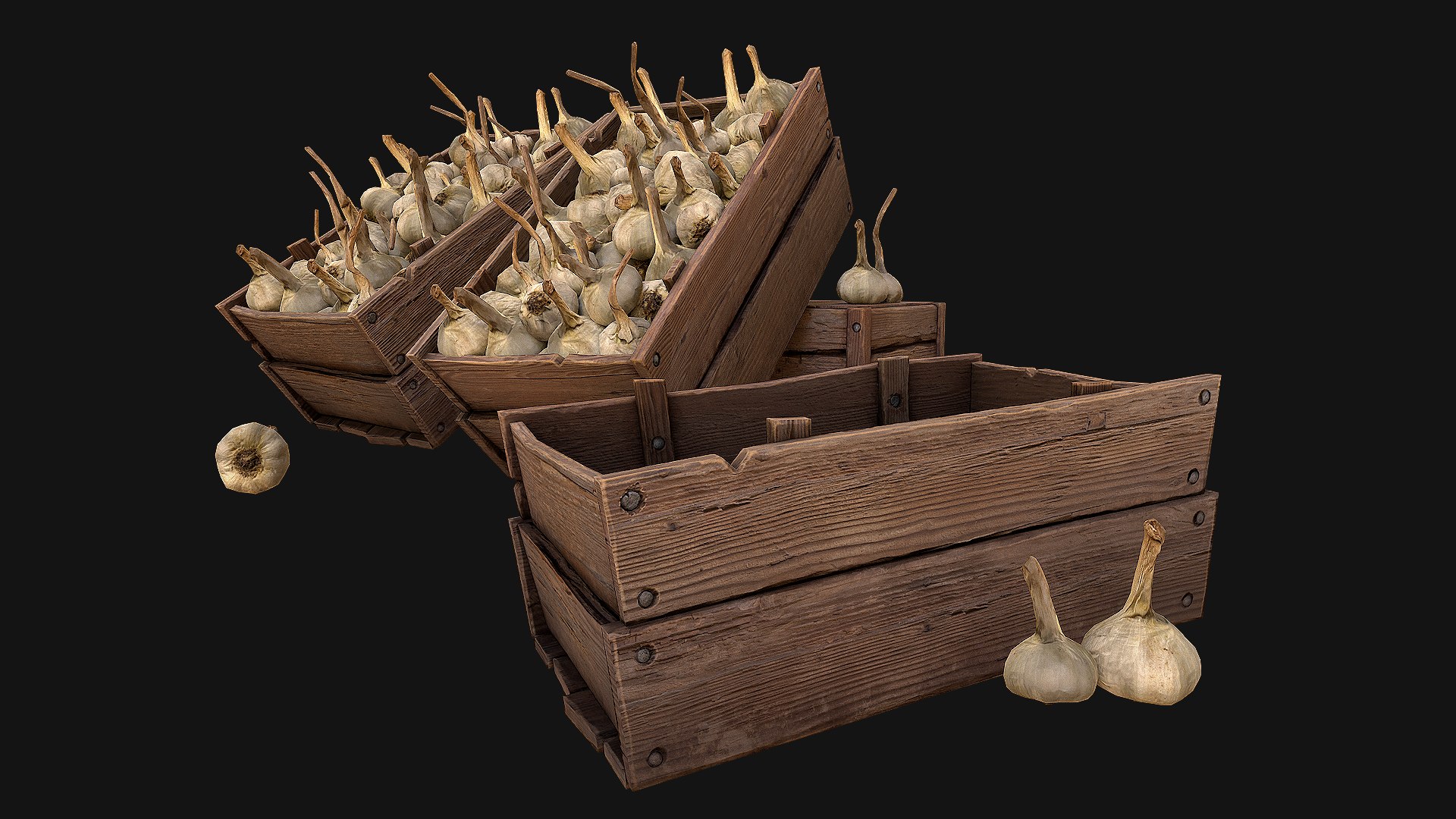 Garlic Box Crate Stand 3D - TurboSquid 1916715