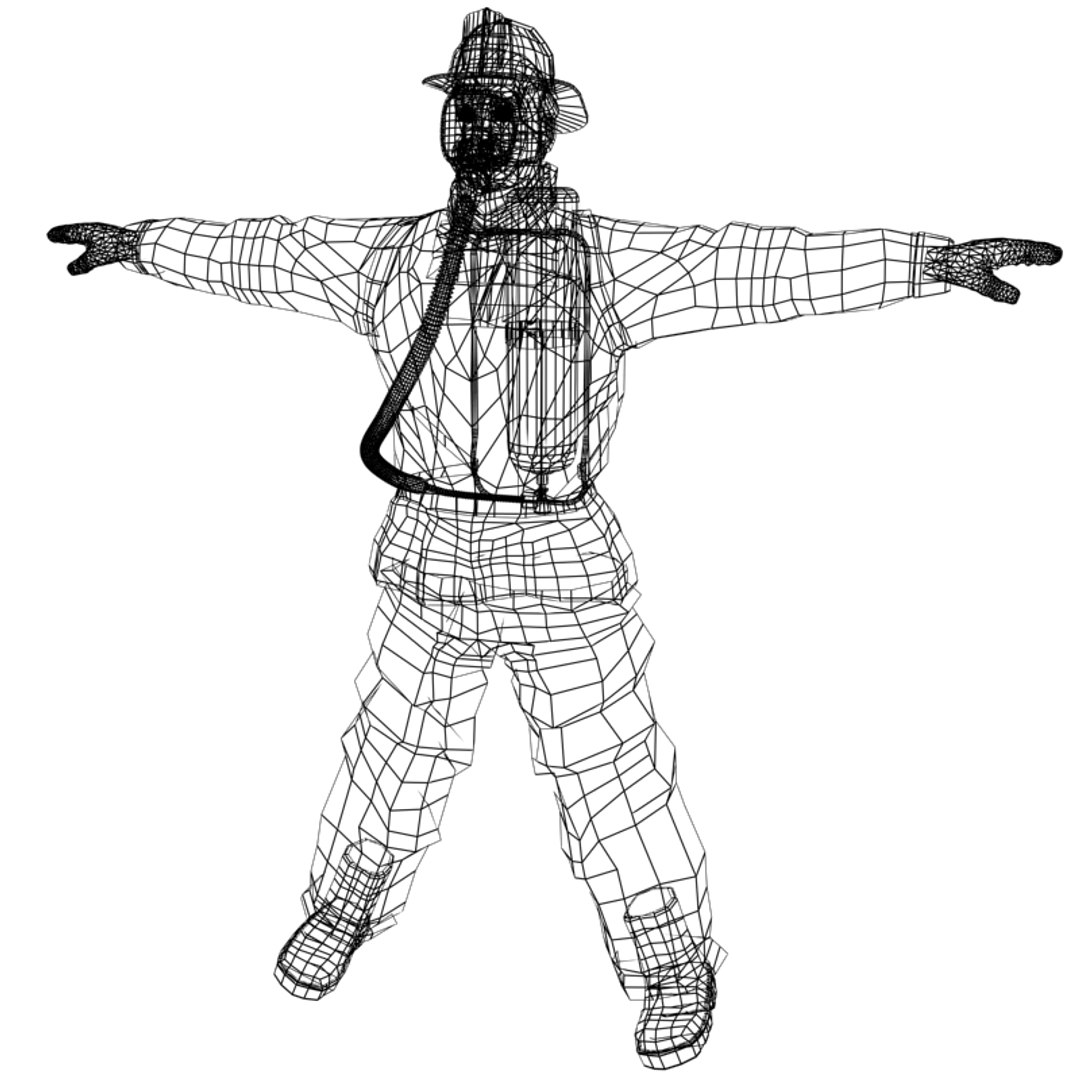 C4d Fireman Modelled