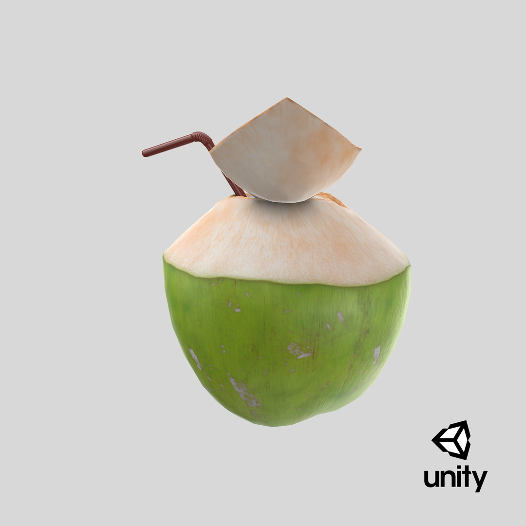 Open green coconut straw 3D - TurboSquid 1557636