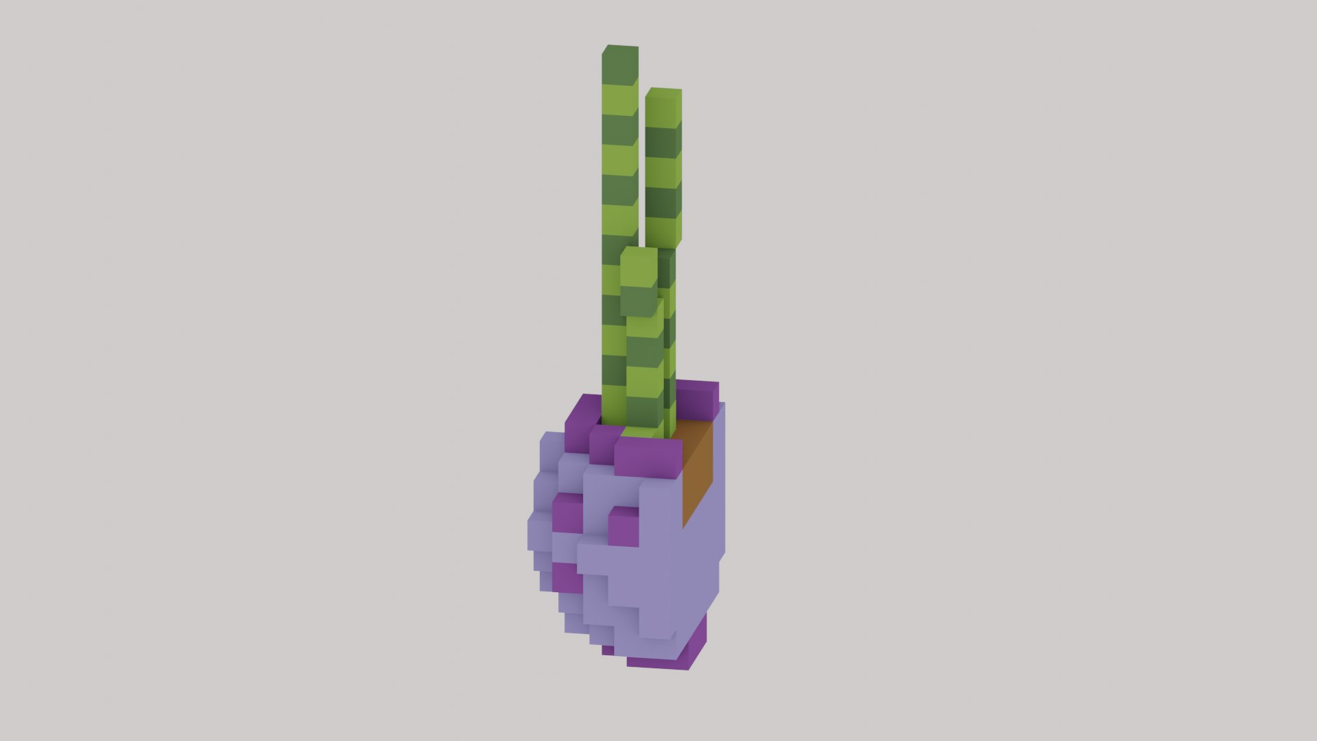 Wall Mounted Decorative Cactus In A Pot 8 Bit Stylized 3D Model ...