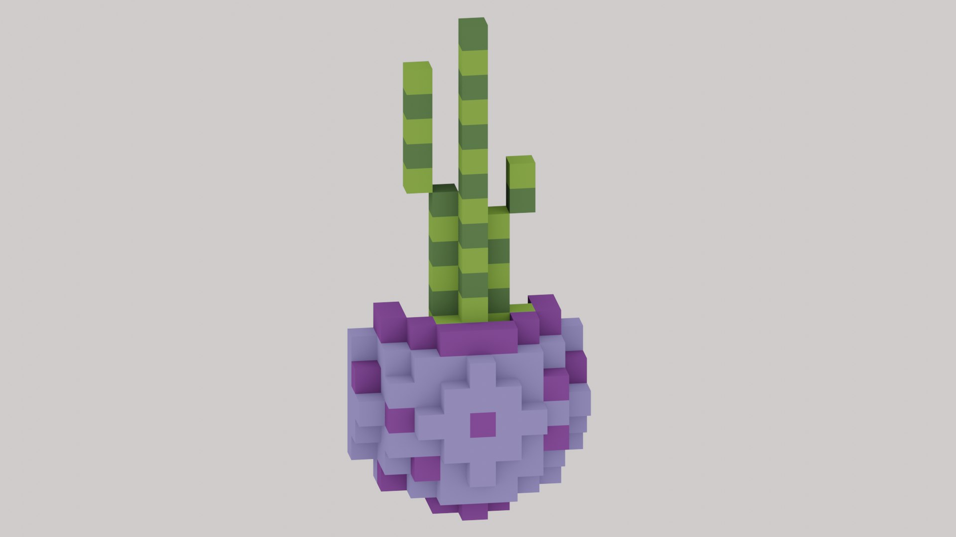 Wall Mounted Decorative Cactus In A Pot 8 Bit Stylized 3D Model ...