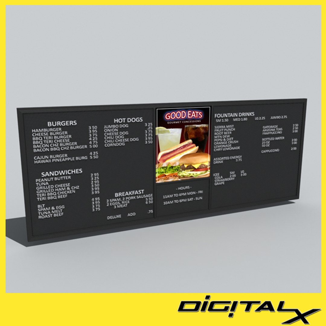 3d Menu Board